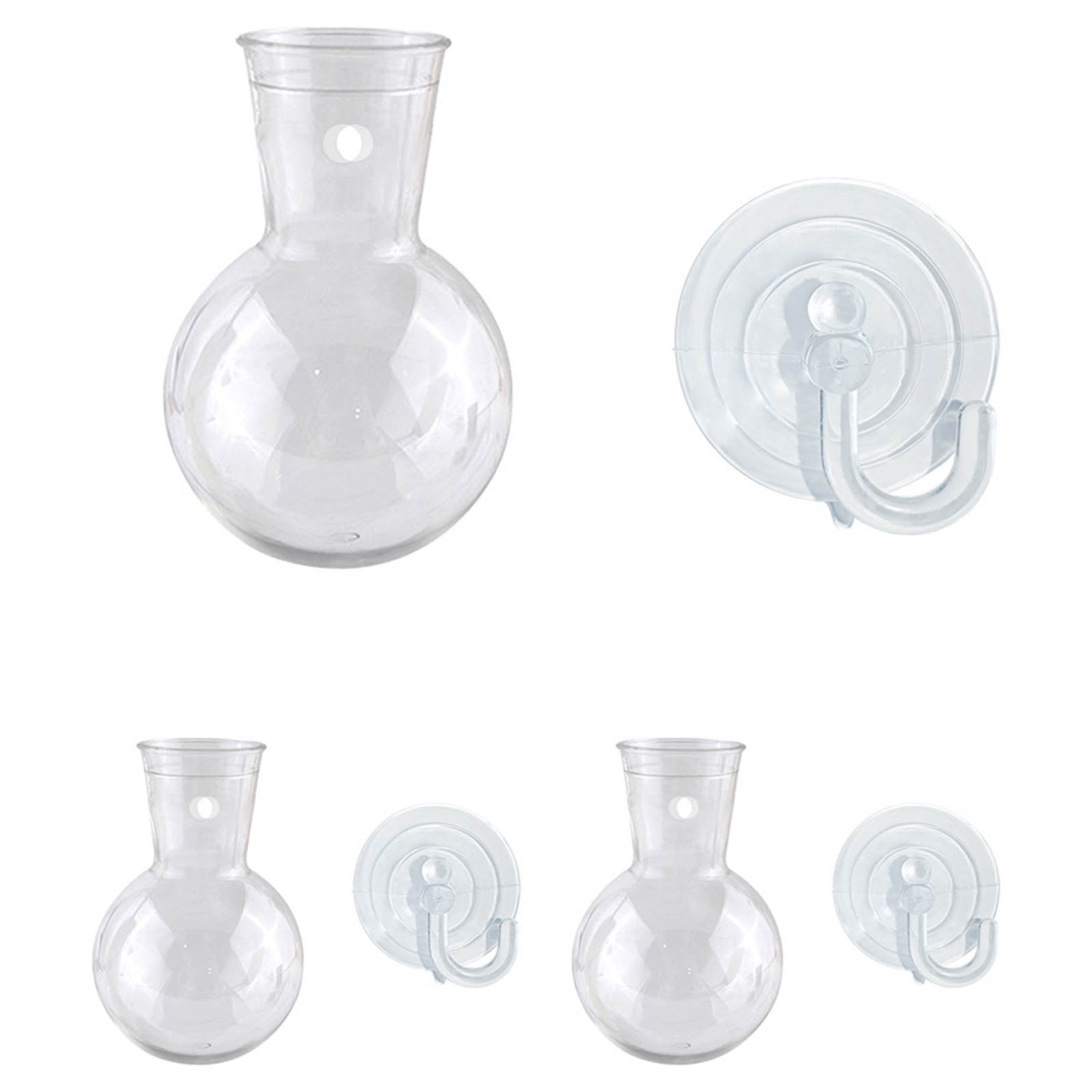Transparent Wall Vase Suction Cup Flower Pot 8-Inch Glass Tank Subtle ...
