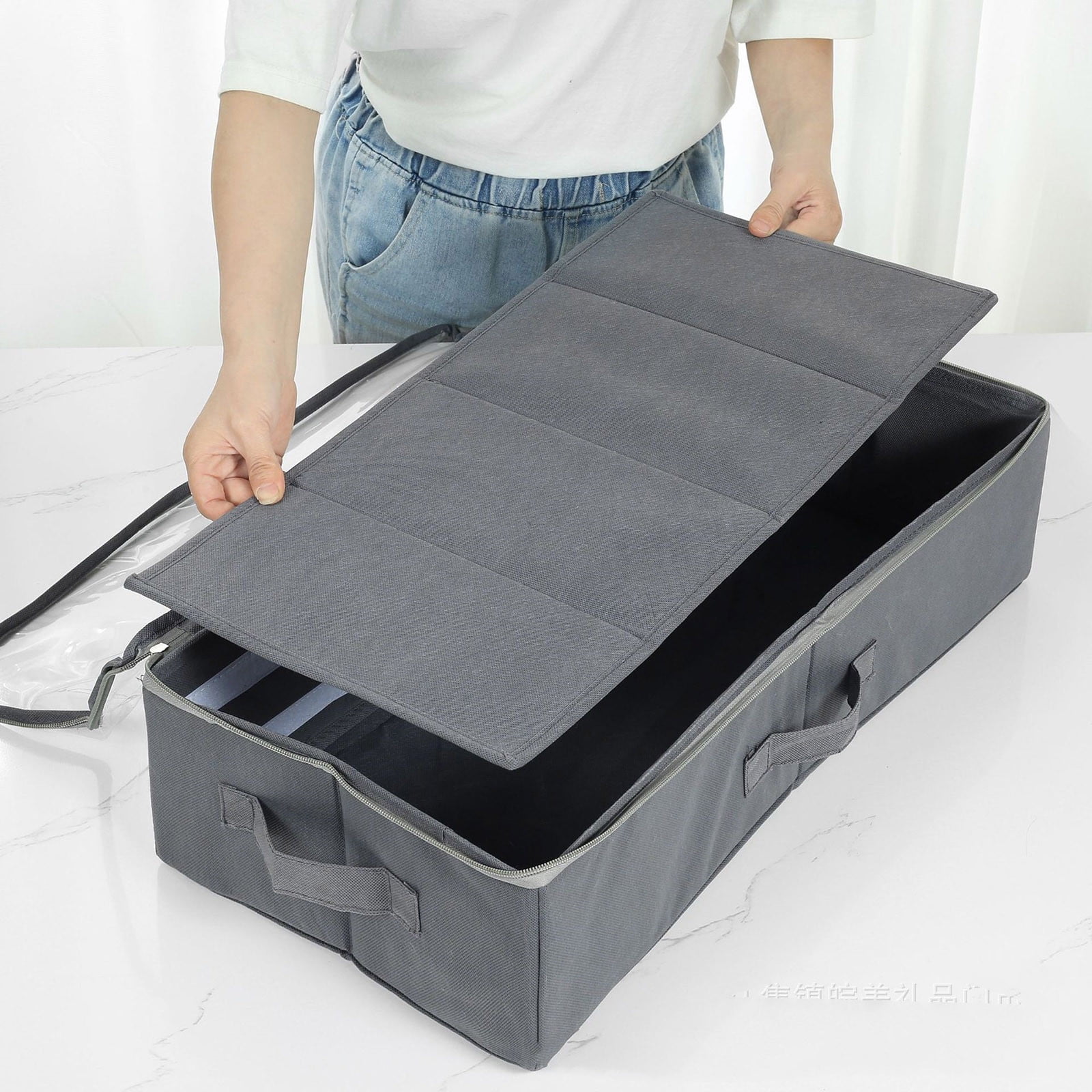 Transparent Wardrobe Storage Box with Adjustable Dividers, Shoe Bucket ...