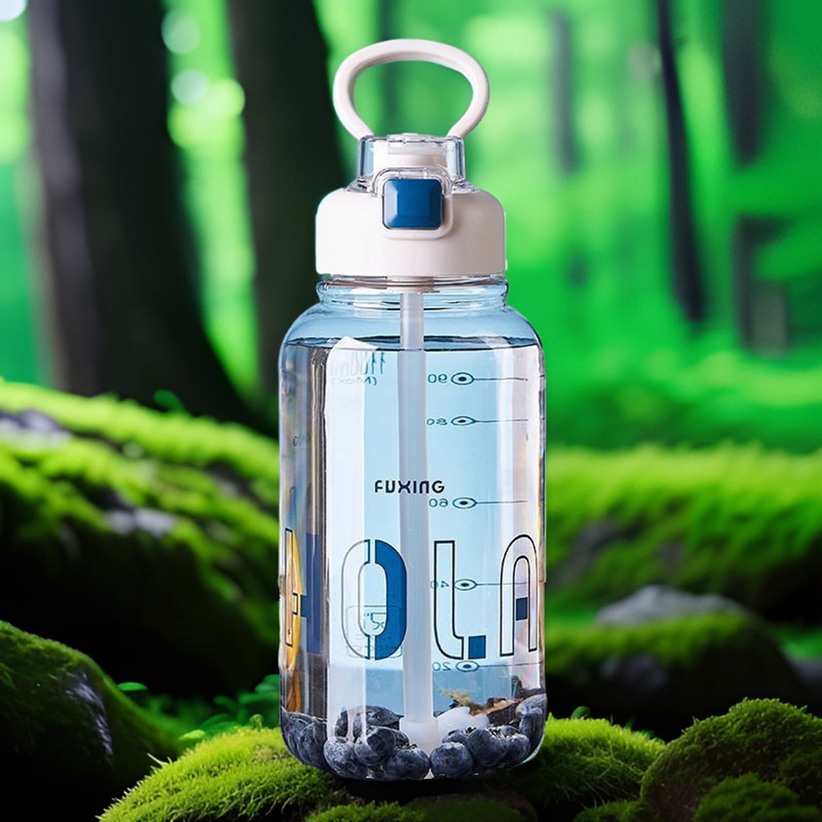 Transparent Water Bottle with Straw and Graduated, Daily Hydration ...