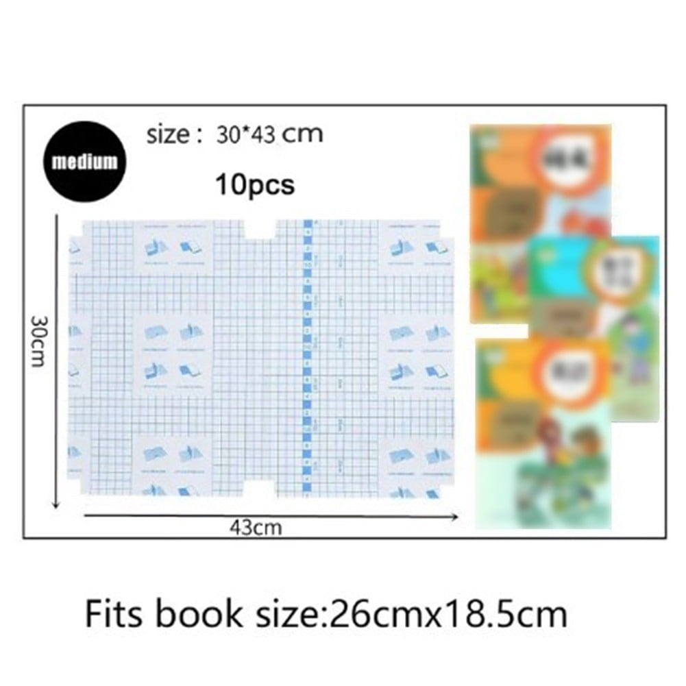 Transparent Waterproof Book Protective Covers Pack of 10 Self Adhesive ...