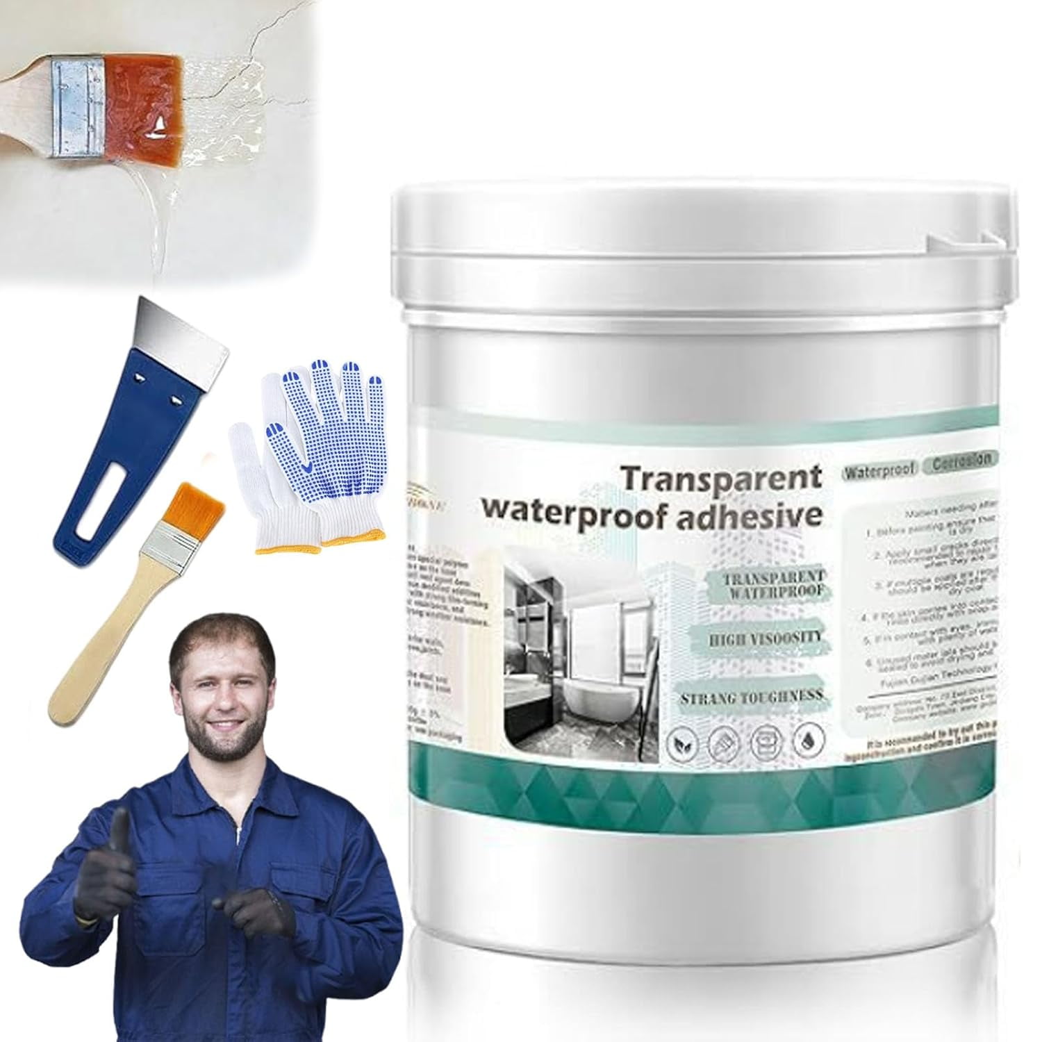Transparent Waterproof Coating for Indoor & Outdoor, 5.29oz Waterproof ...