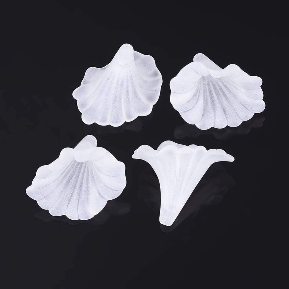 Transparent White Color Frosted Acrylic Flower Beads Calla Lily Dyed ...
