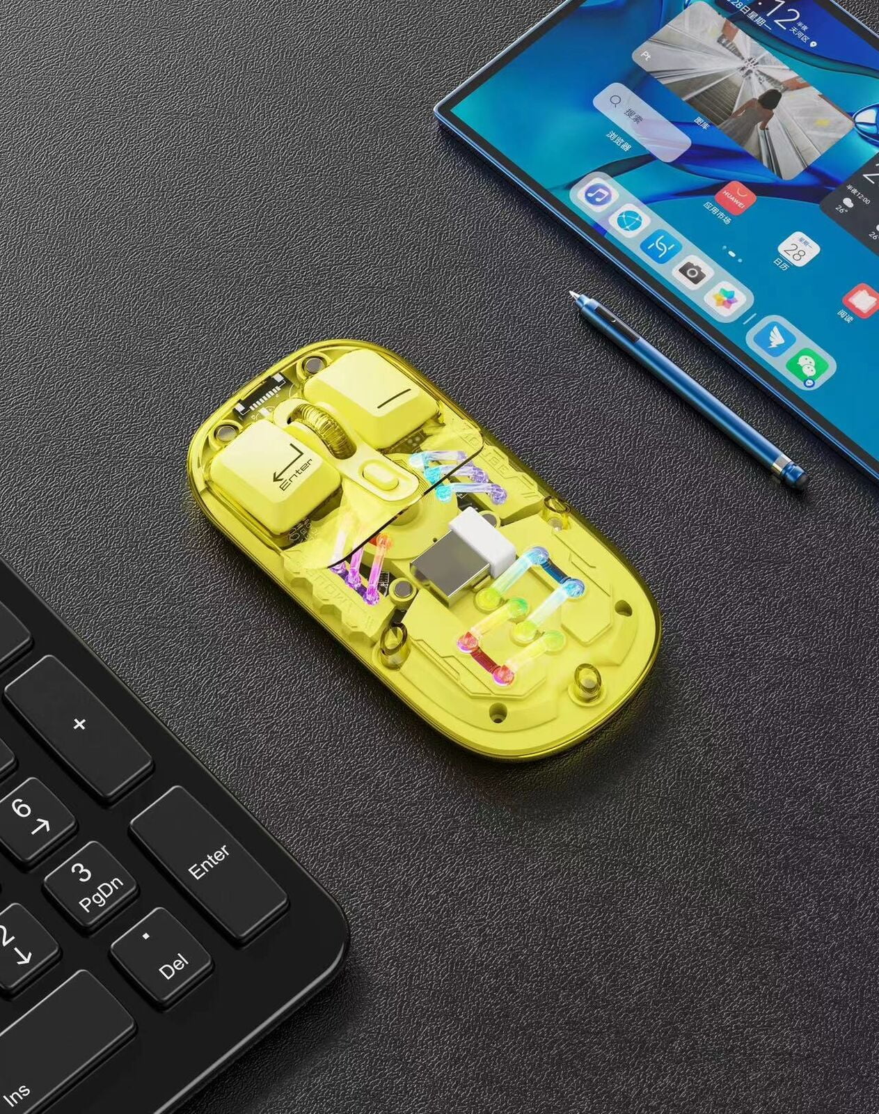 Transparent Wireless Mouse, Bluetooth & USB 2.4GHz，Rechargeable ...