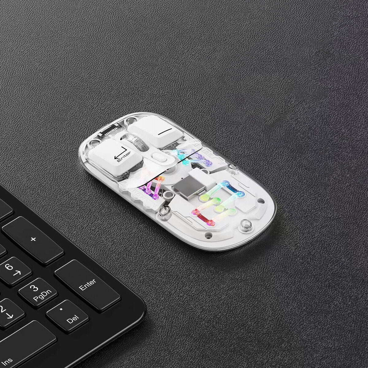 Transparent Wireless Mouse, Bluetooth & USB 2.4GHz，Rechargeable ...