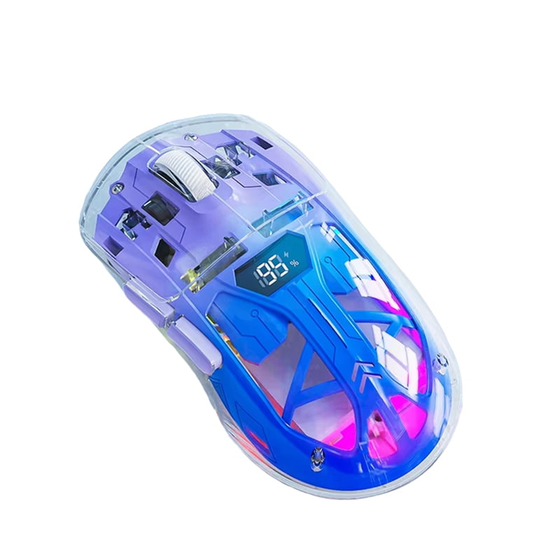 Transparent Wireless Mouse with Digital Screen,2.4G RGB 4000DPI 5-Step ...