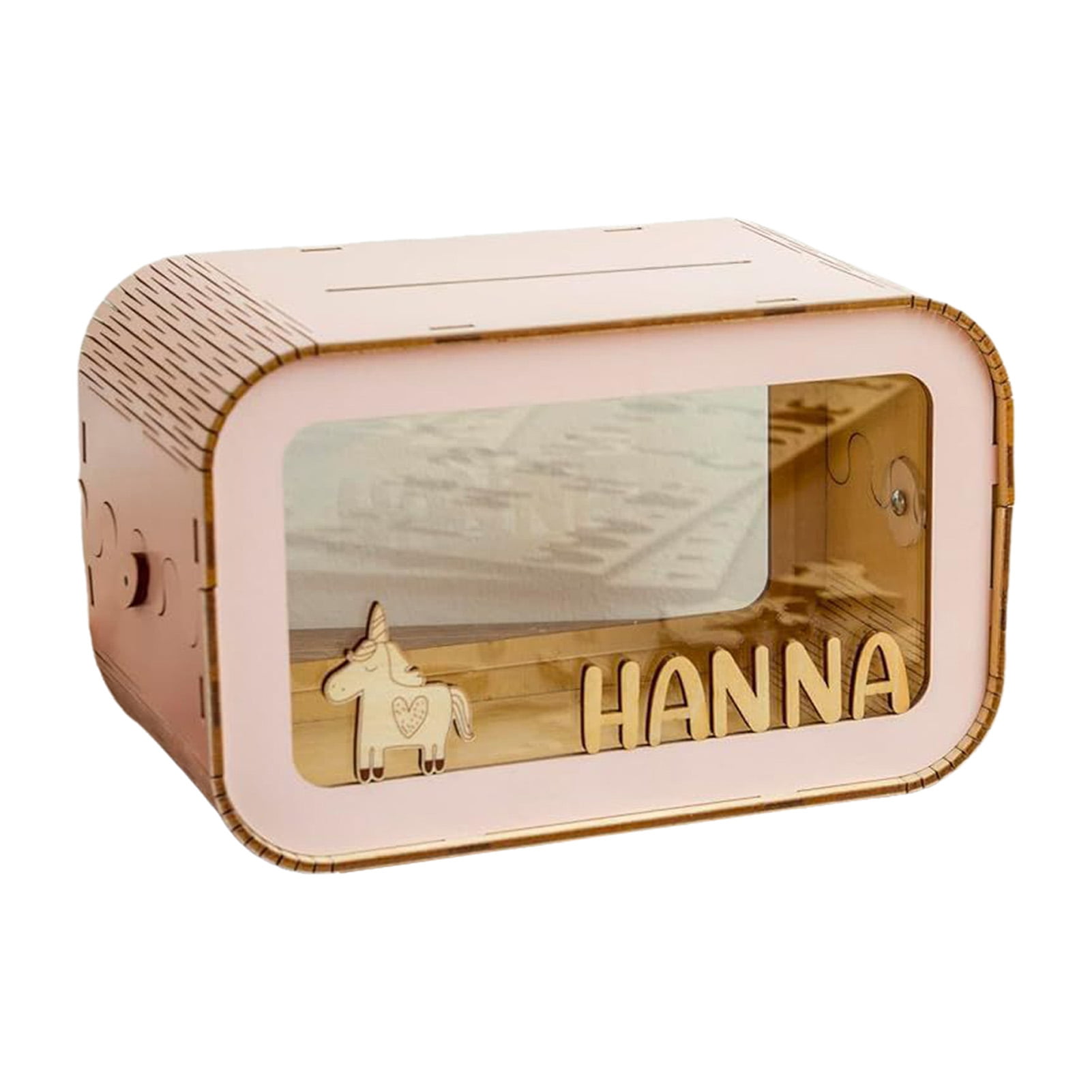 Transparent Wooden Money Box - Large Capacity Piggy Bank, DIY Coin Cash ...