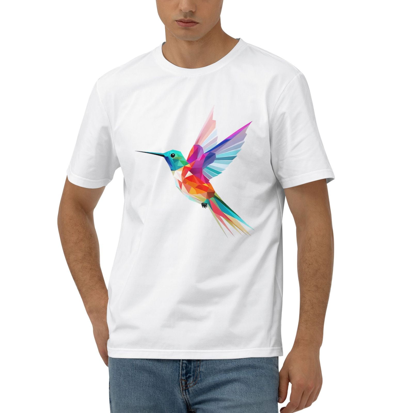 Transparent-hummingbird-colorful-geometric-abstract T-shirts for women ...