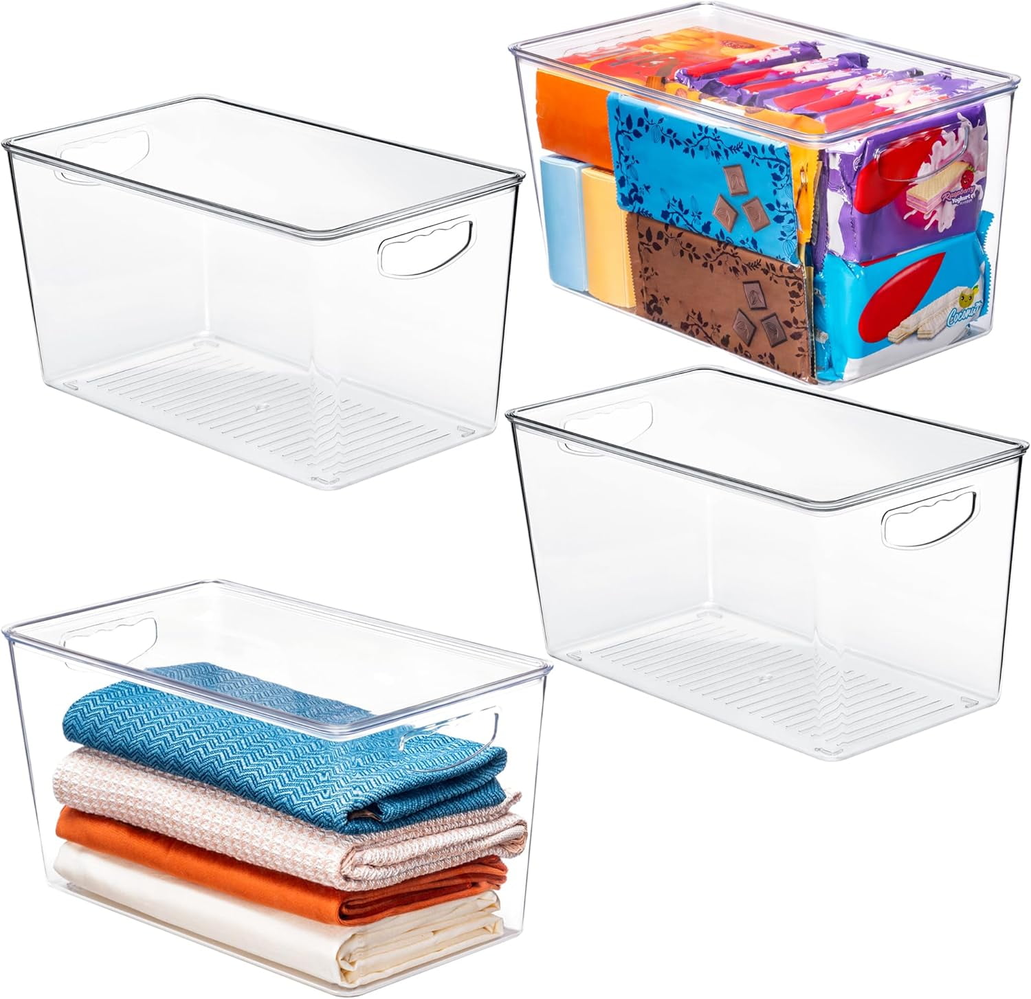 Transparent tape covered storage box stackable - large plastic ...