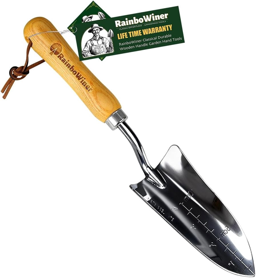 Transplanter Trowel with Depth Marks, Super Strong Chrome Coated ...
