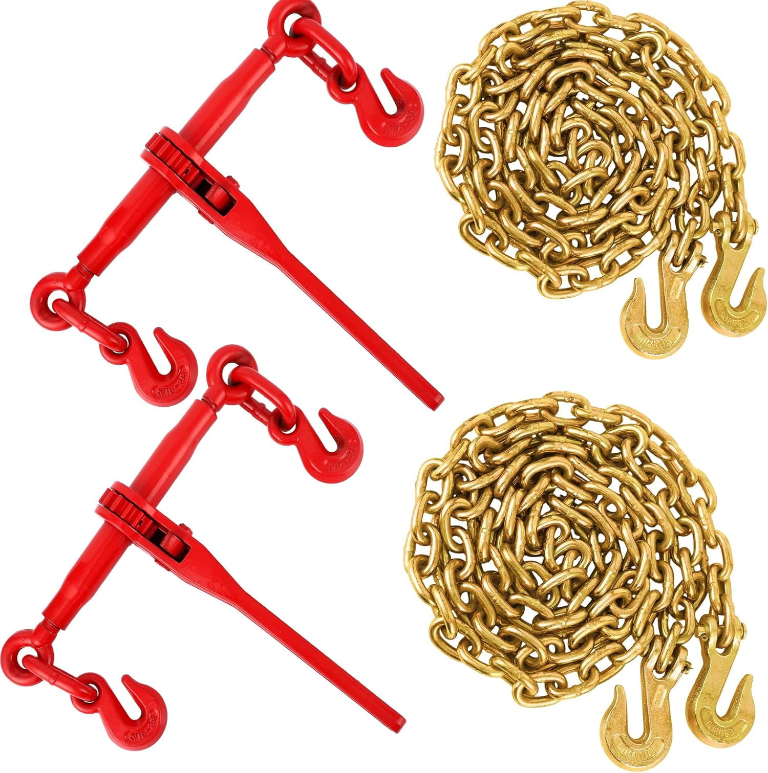 Transport Binder Chain 3/8"-1/2" 2 count, G70 3/8"x10ft Heavy Duty ...