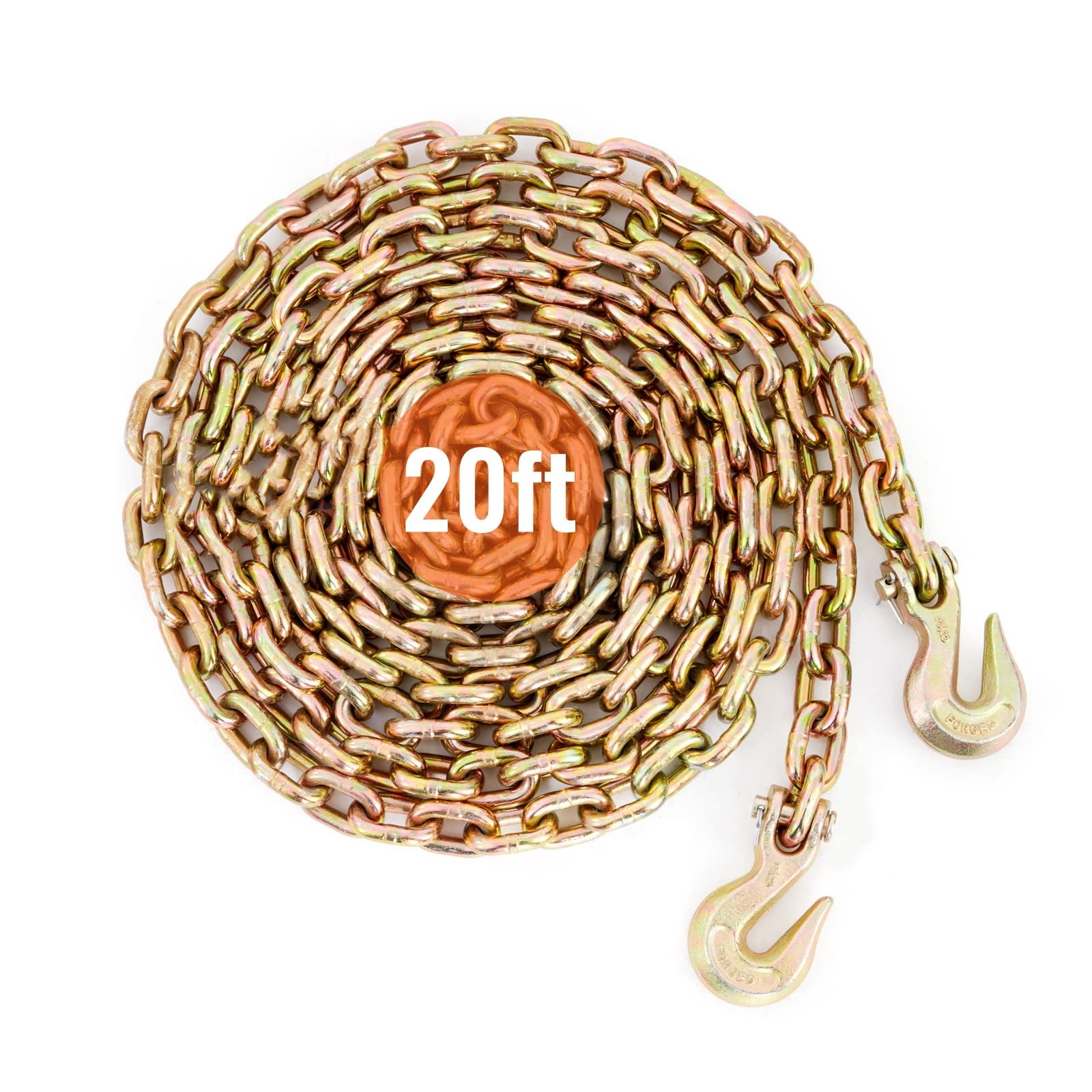 Transport Binder Chain, 3/8''x20' Tow Chain with Grab Hooks, 7100lbs ...