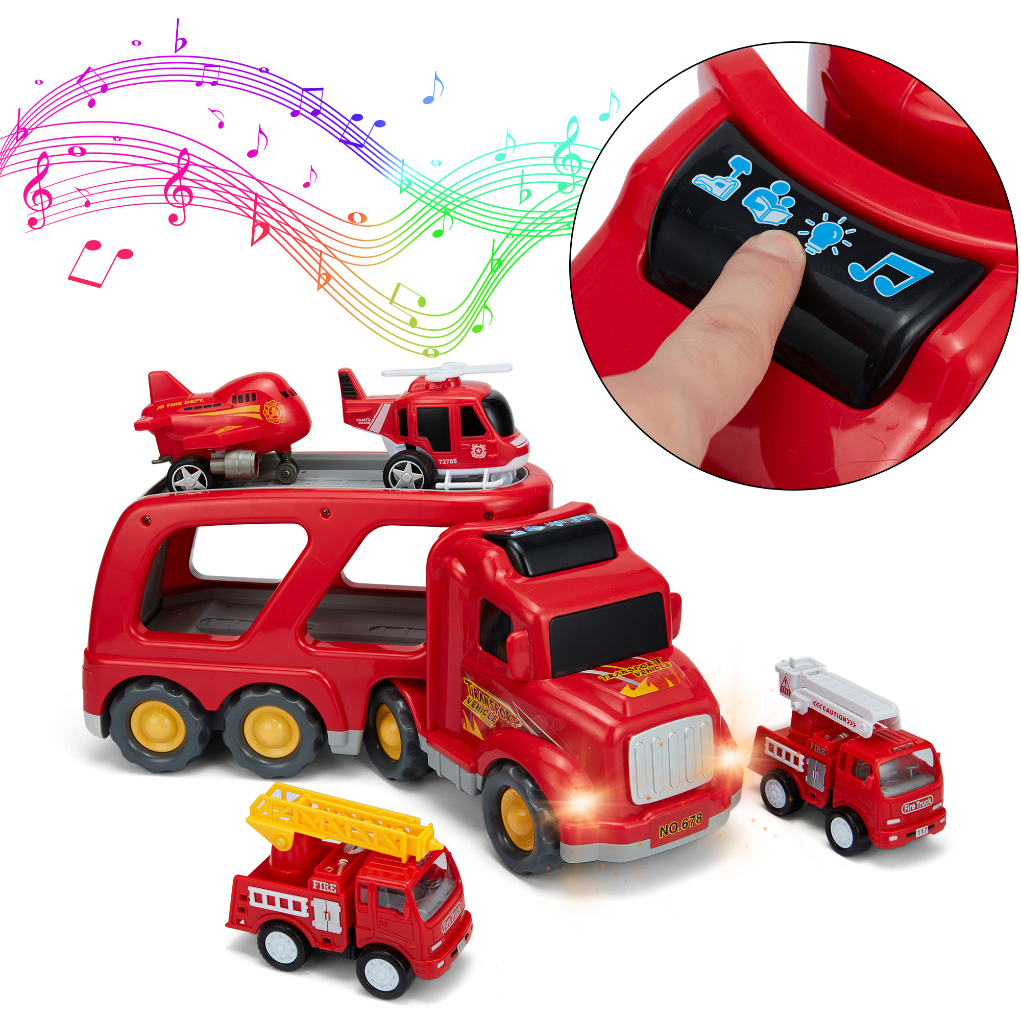 Transport Car Toy Play Set Kids Transport Truck Carrier Toy Fire ...