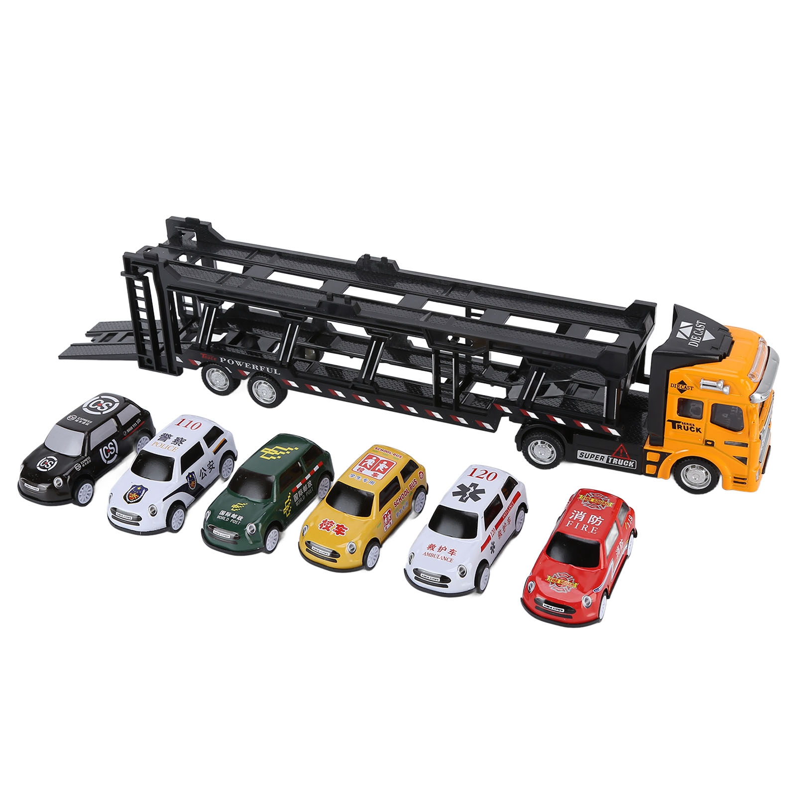 Transport Car with 6 Small Cars Carrier Truck Toy Detachable Die-cast ...