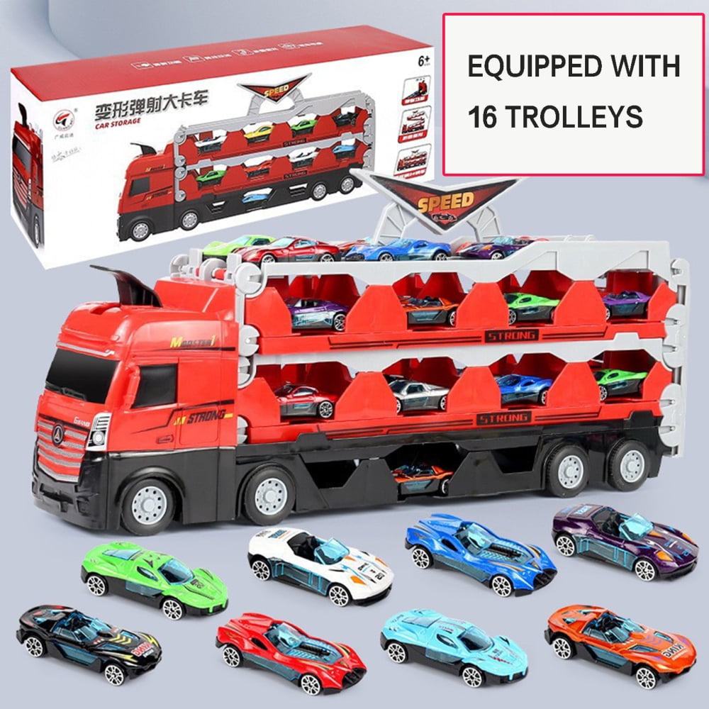 Transport Car with Ejection Race Track Big Truck Vehicles Toys Portable ...