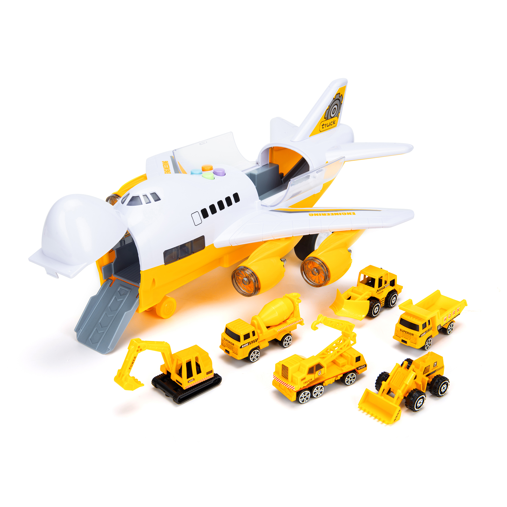 Transport Cargo Airplane Car Toy Set with Plane Vehicle Truck and Large ...