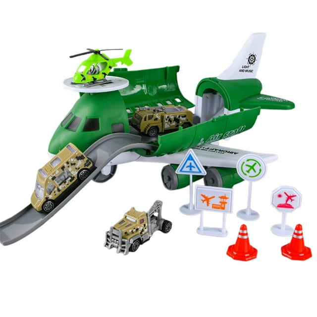 Transport Plane Cargo Diecast Construction Vehicles And Playmat Kids ...
