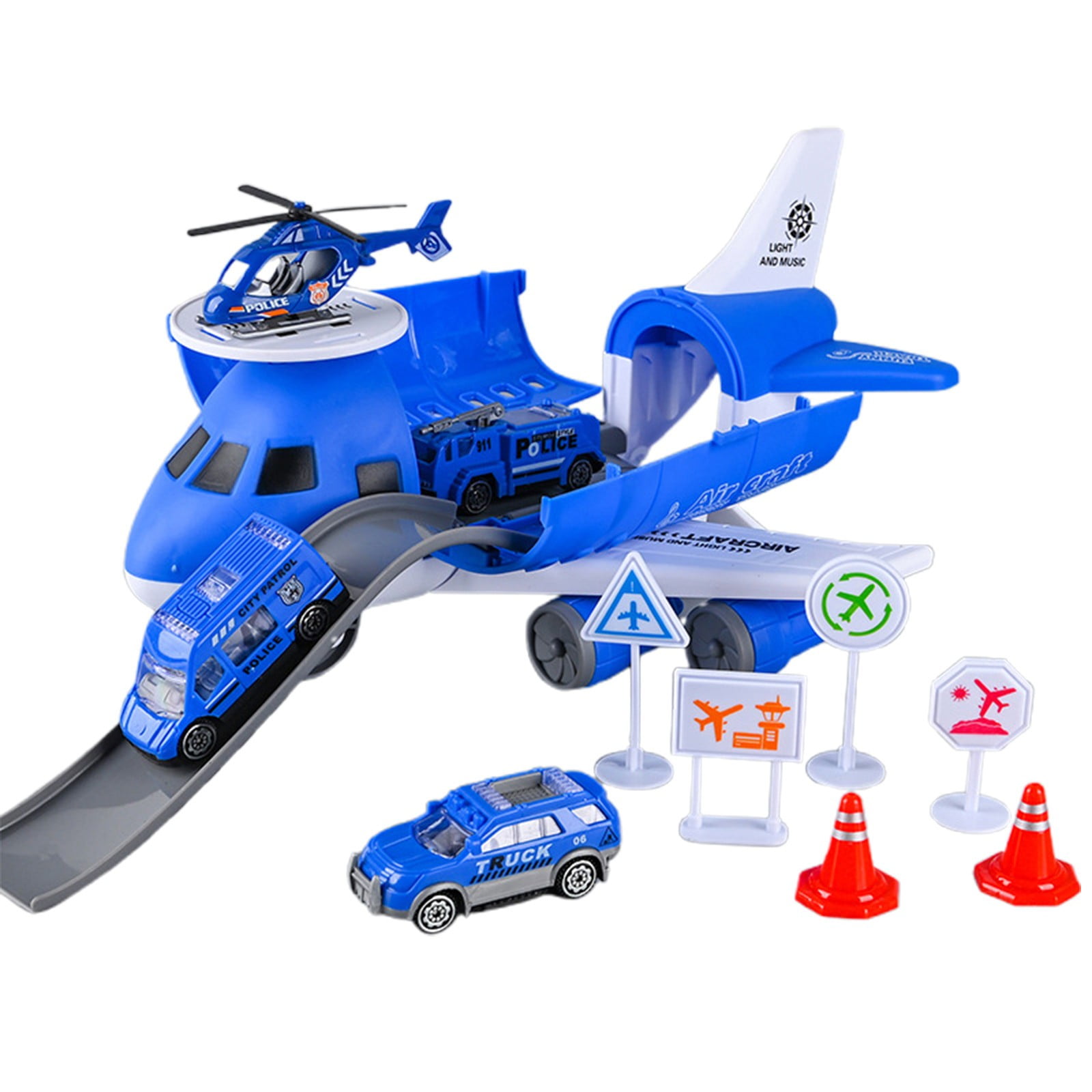 Transport Plane Cargo Diecast Construction Vehicles And Playmat Kids ...