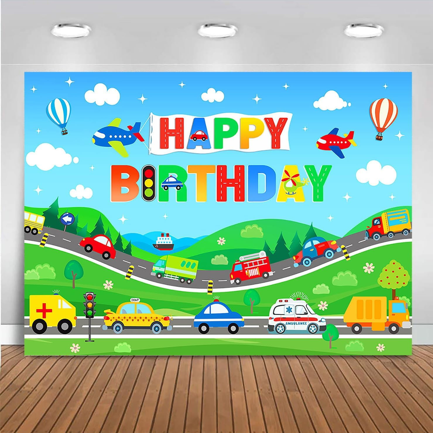 Transportation Birthday Backdrop for Boys Kids Birthday Party ...