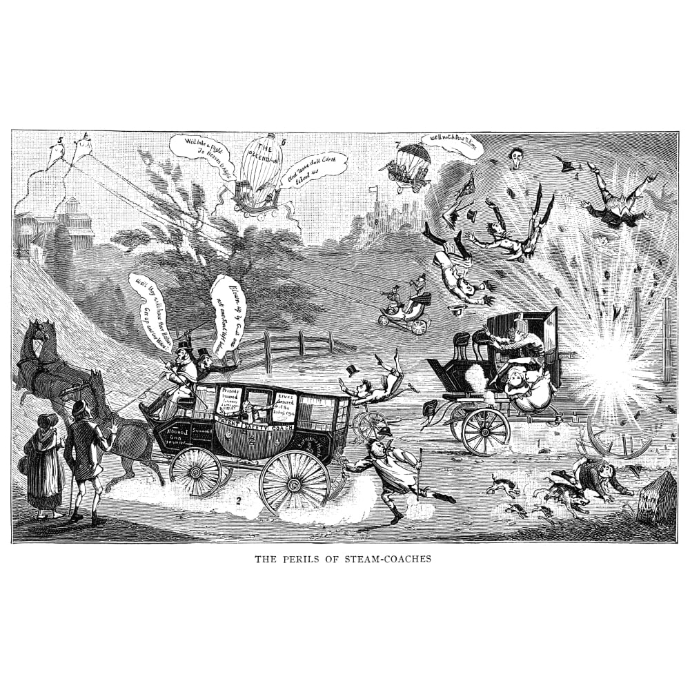 Transportation Cartoon. N'The Perils Of Steam-Coaches.' English Cartoon ...