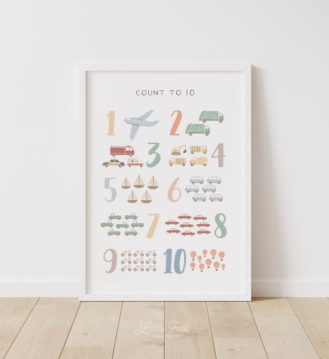 Transportation Counting Vehicle Count To 10 Poster Room Decor Nursery ...