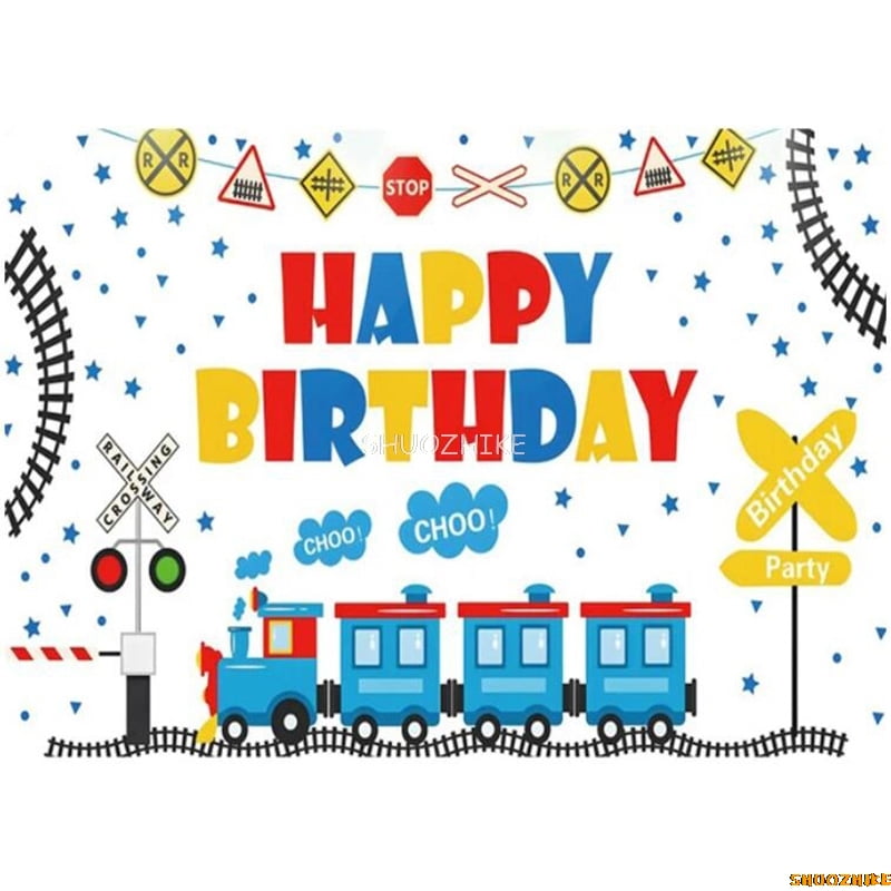 Transportation Happy Birthday Party Backdrop Automobile Planes Car Boy ...