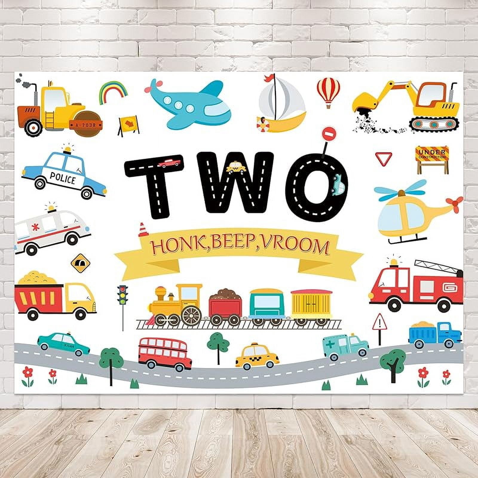 Transportation Theme 2nd Birthday Backdrop Photography for Kids Boys ...