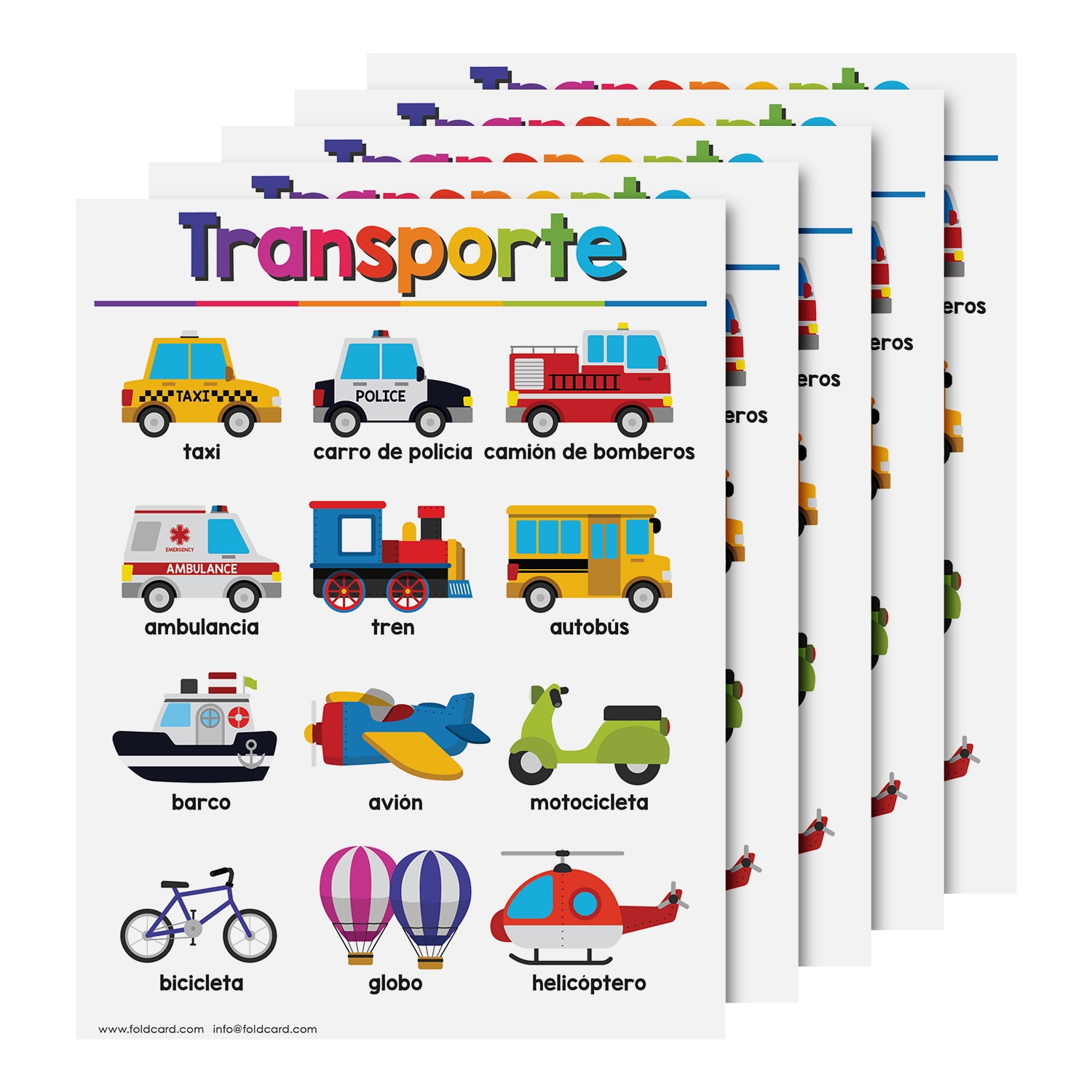 Transporte Spanish Chart for Preschool to Gradeschool Kids ...