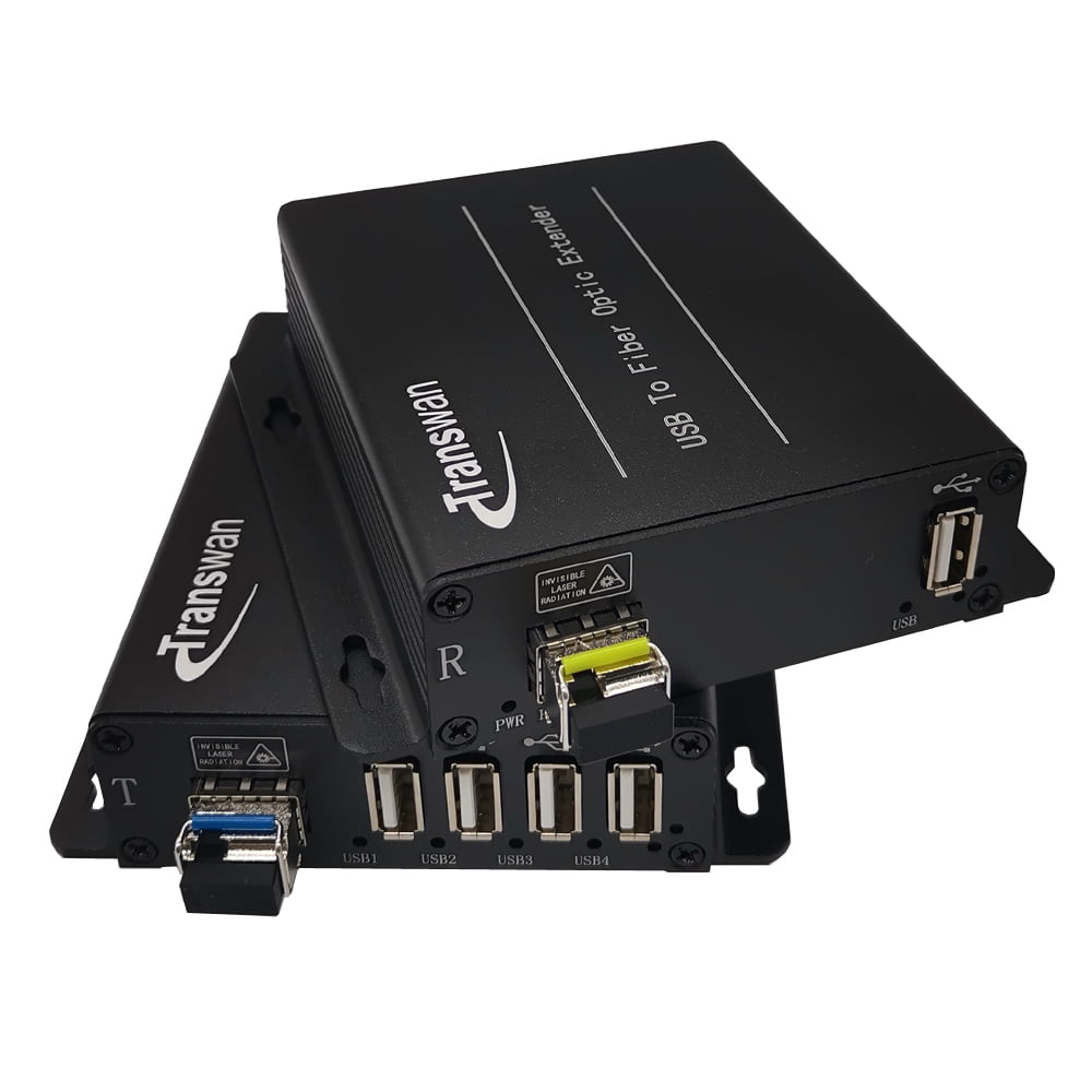 Transwan 4 Ports USB 2.0/1.1 hub Over Fiber Extender to Max 250 Meters ...