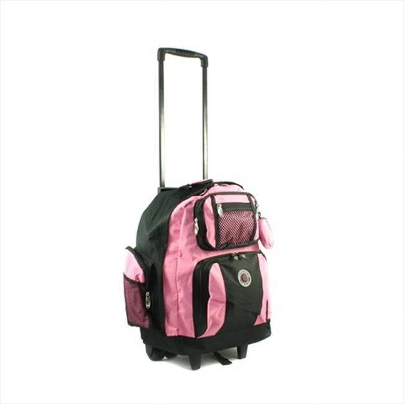 Transworld 738131-PNK Roll-Away Deluxe Rolling Backpack- Pink - Walmart.com