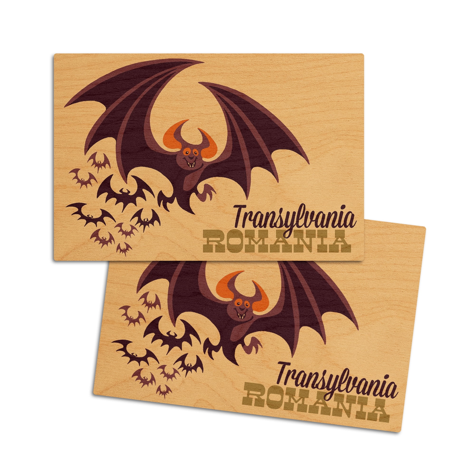 Transylvania, Romania, Bat, Retro Halloween (4x6 Birch Wood Postcards ...