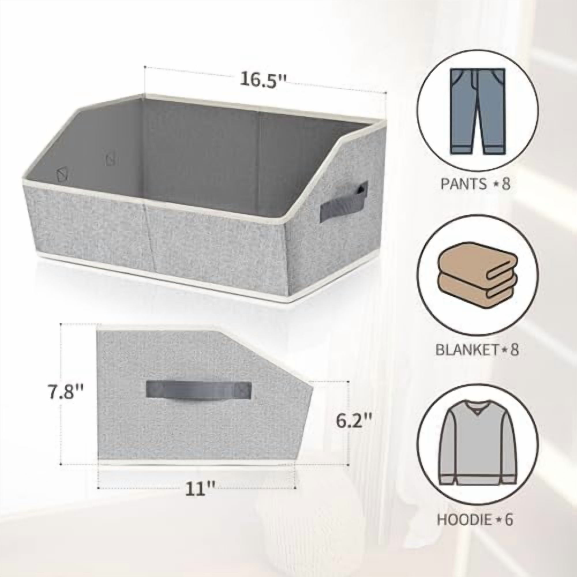 Trapezoid Closet Shelf Organizer - Large Baskets for Organizing, Fabric ...