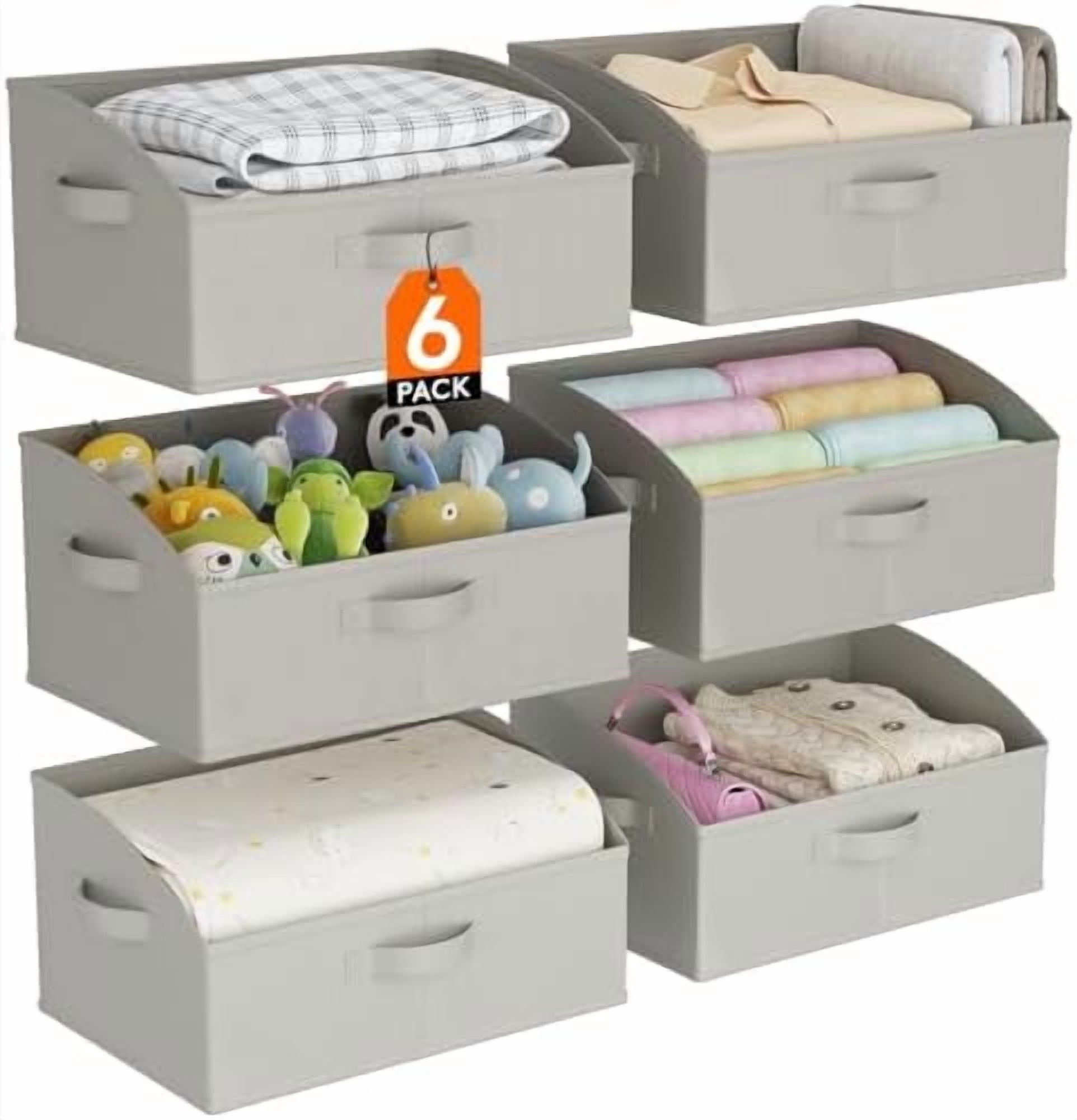 Trapezoid Closet Storage Bins for Shelf, 6 Packs Non-woven Closet ...