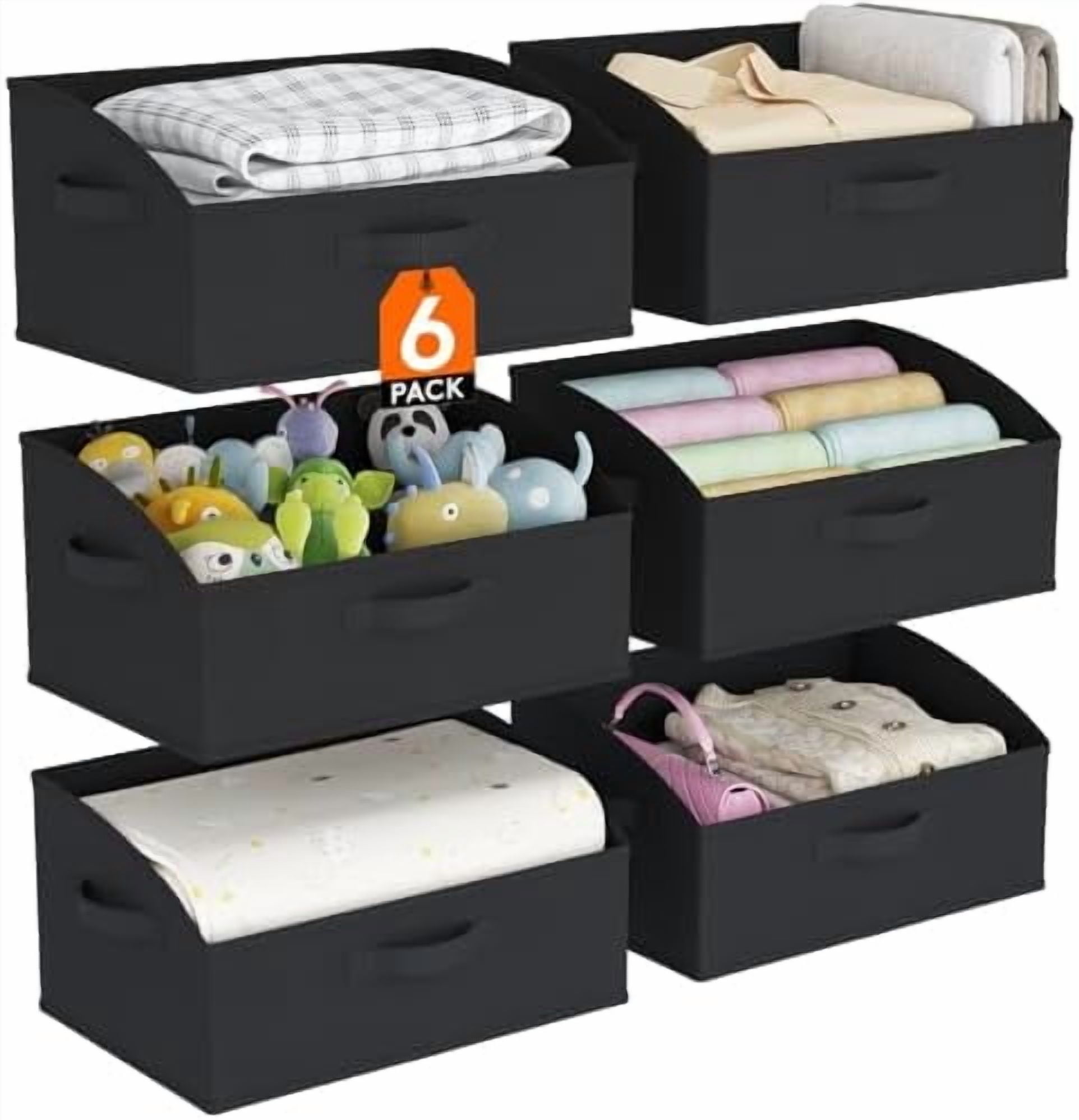 Trapezoid Closet Storage Bins for Shelf, 6 Packs Non-woven Closet ...