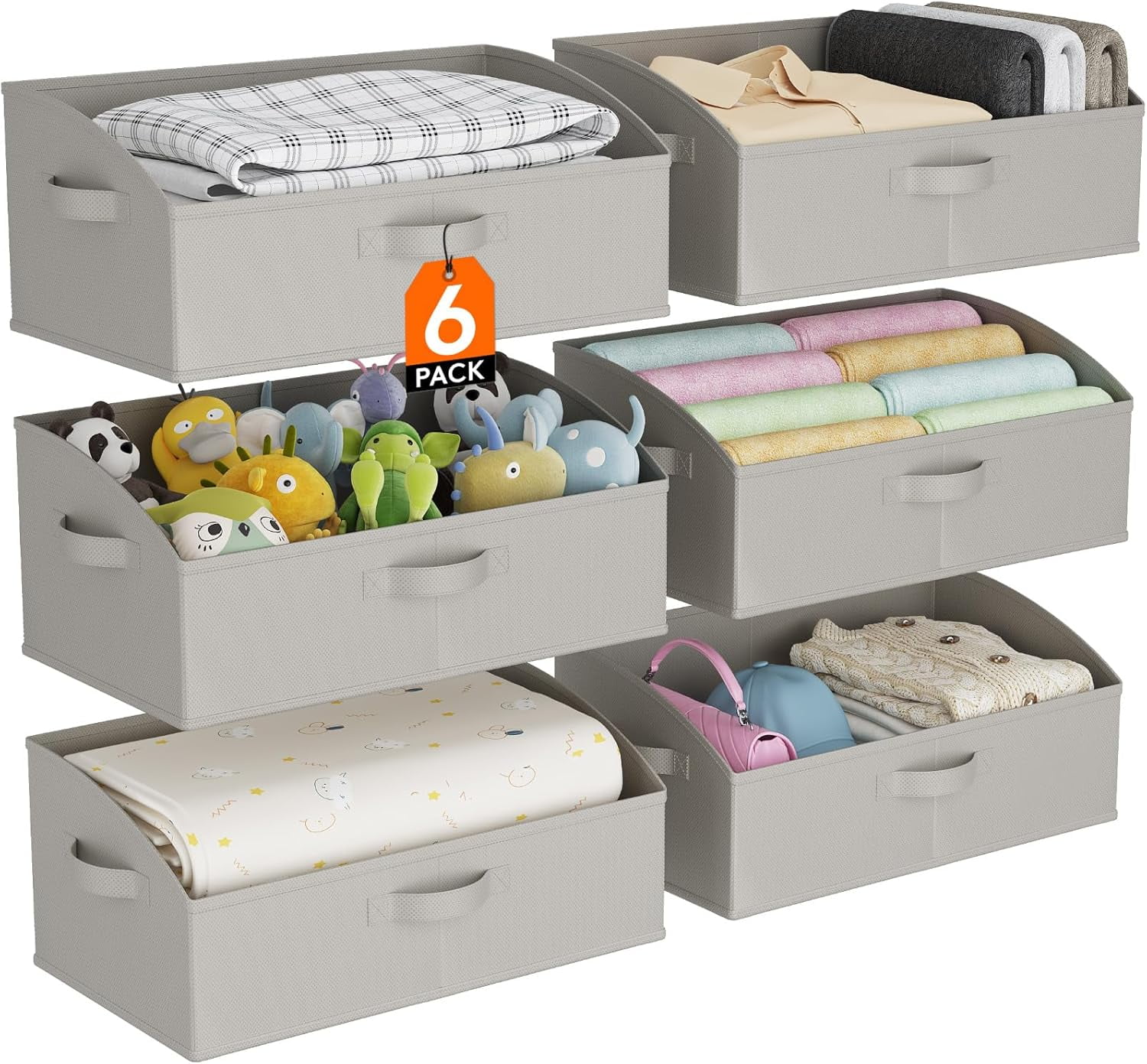 Trapezoid Closet Storage Bins for Shelf, 6 Packs Non-woven Closet ...