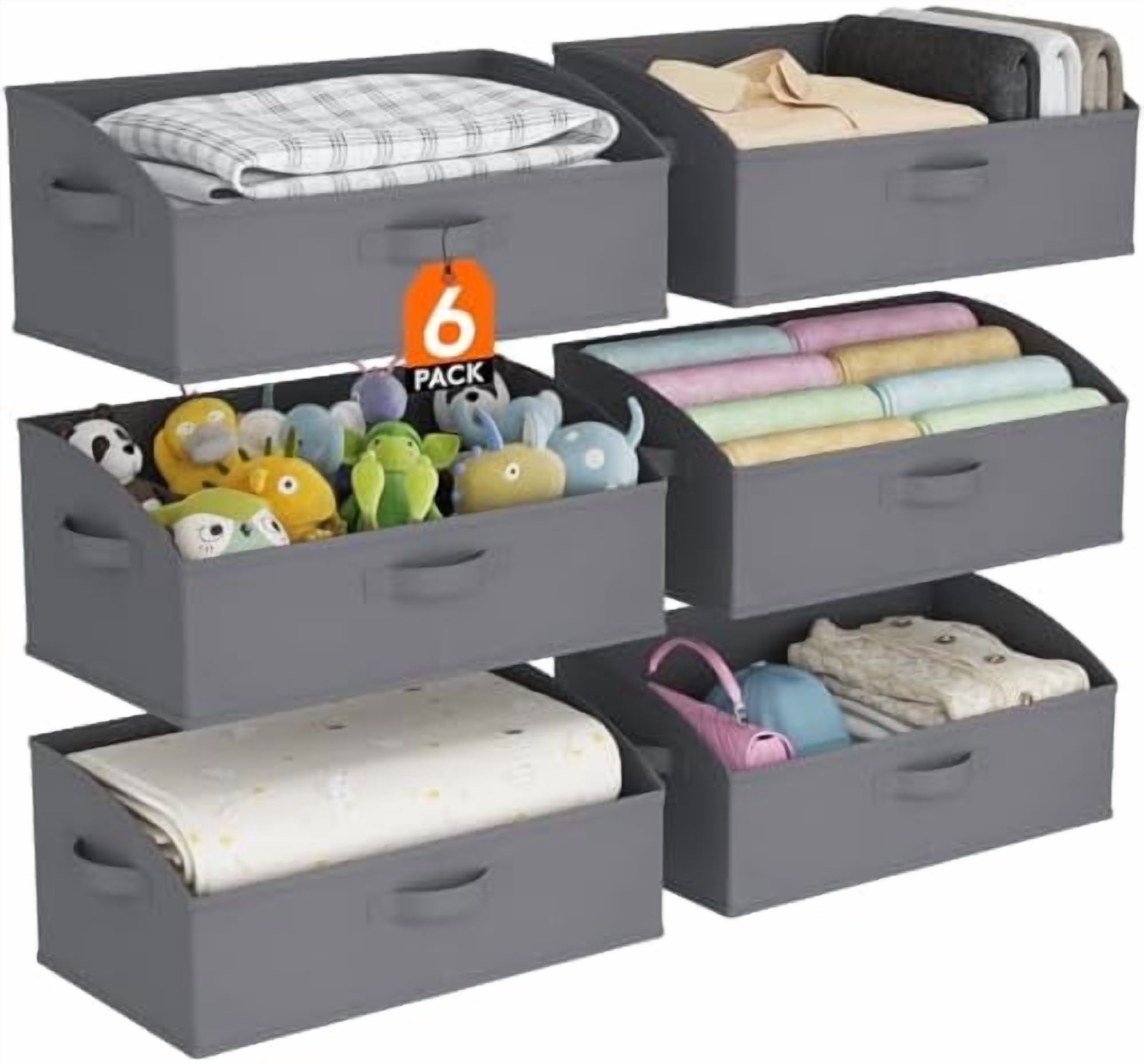 Trapezoid Closet Storage Bins for Shelf, 6 Packs Non-woven Closet ...