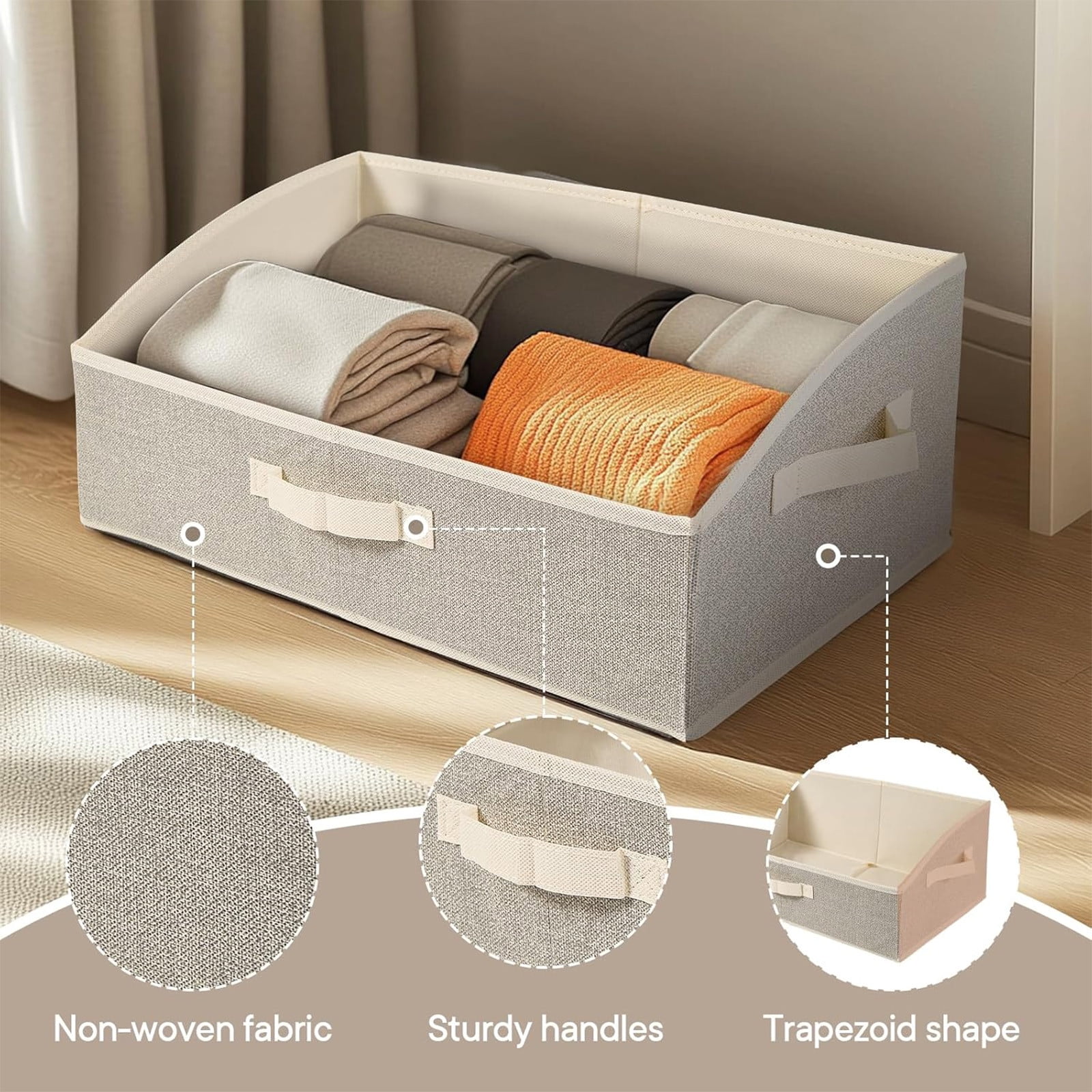 Trapezoid Storage Bin Organizer, 50x28.5x20cm Foldable Fabric Basket ...