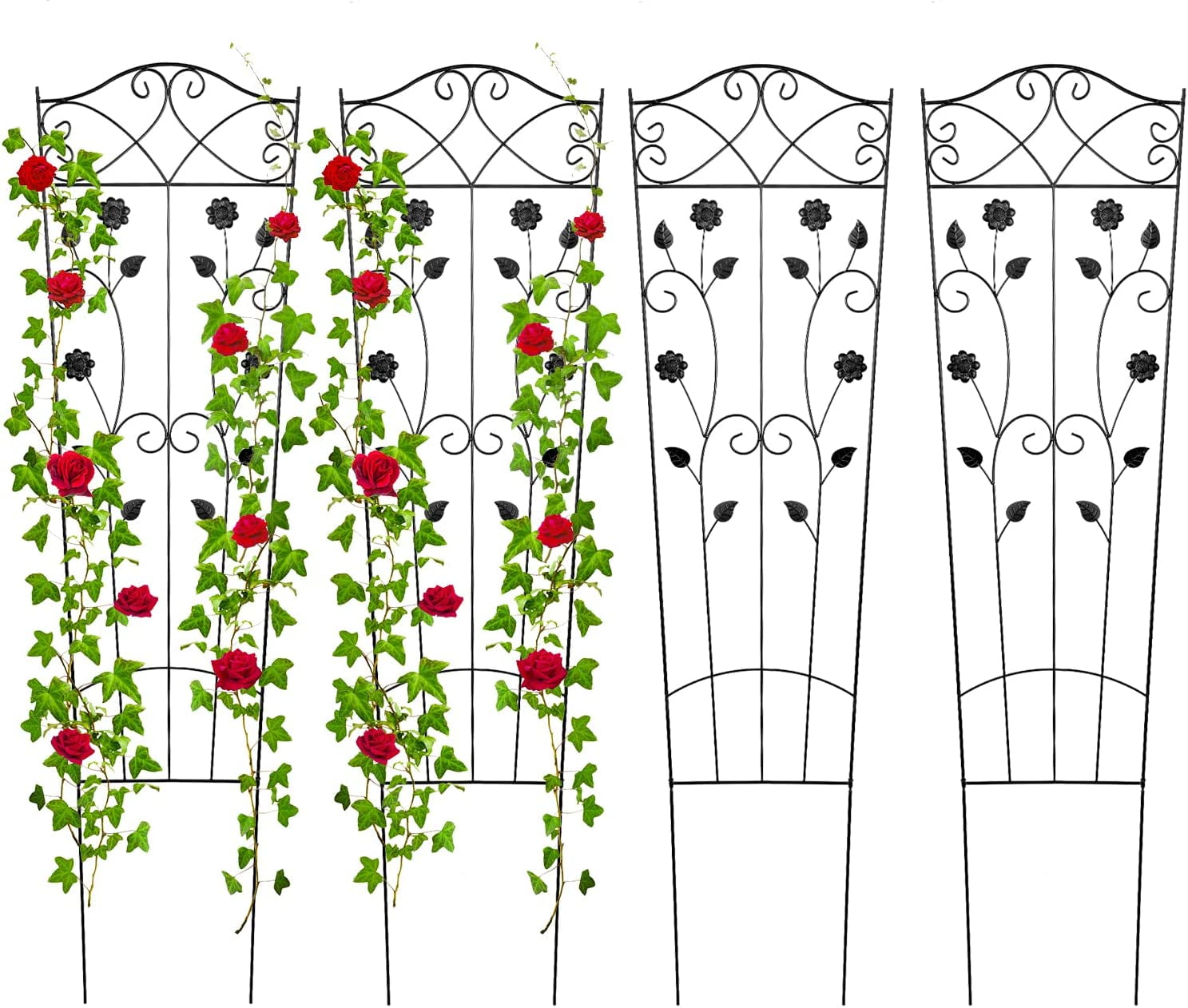 Trapezoidal Garden Trellis for Climbing Plants Outdoor, Sturdy Metal ...