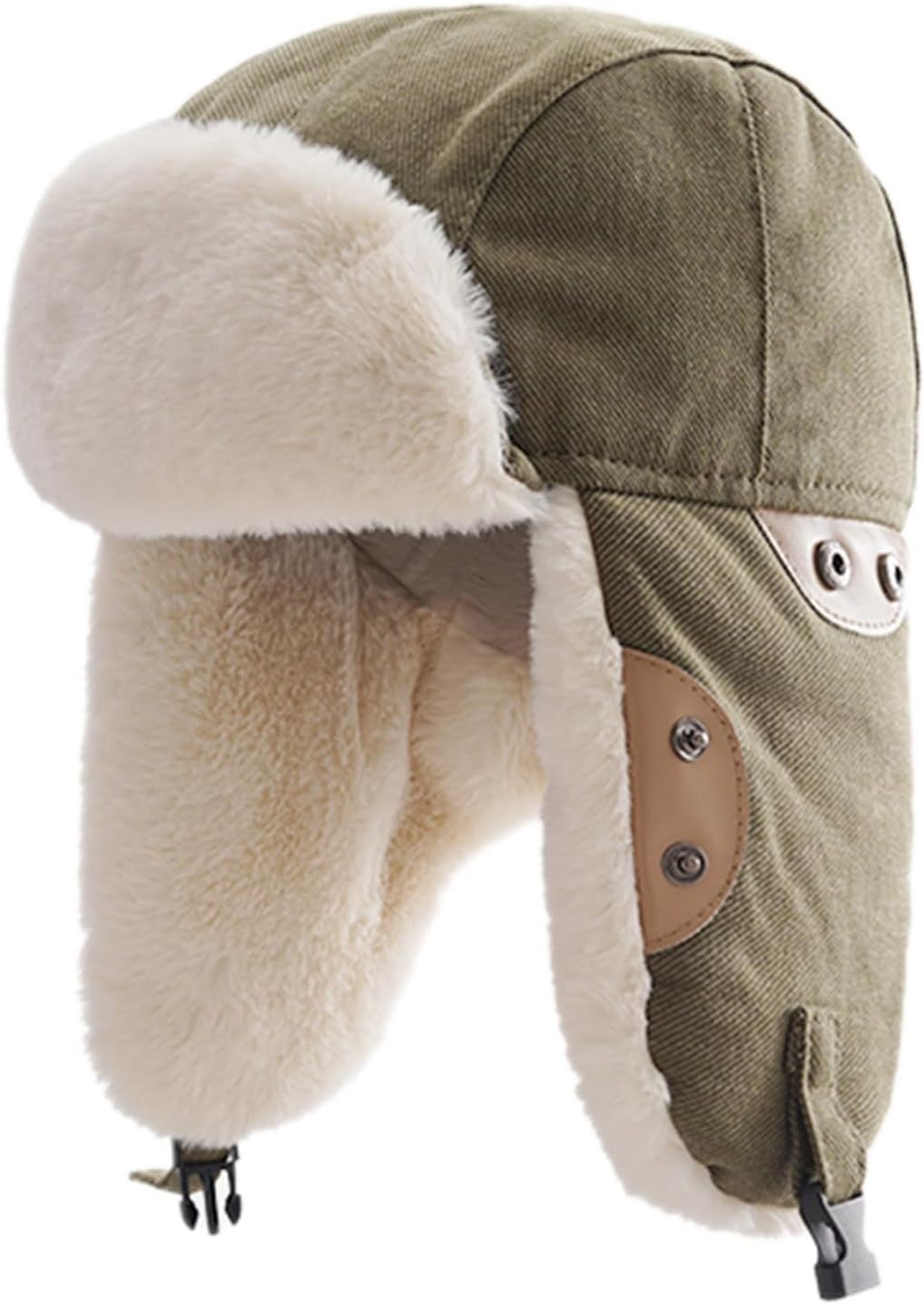 Trapper Hat with Faux Fur Lining, Ear Flaps, Adjustable Chin Strap ...
