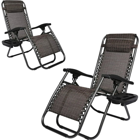 Trapper's Peak Zero Gravity Folding Chairs, 2 Pack, Brown Pattern ...
