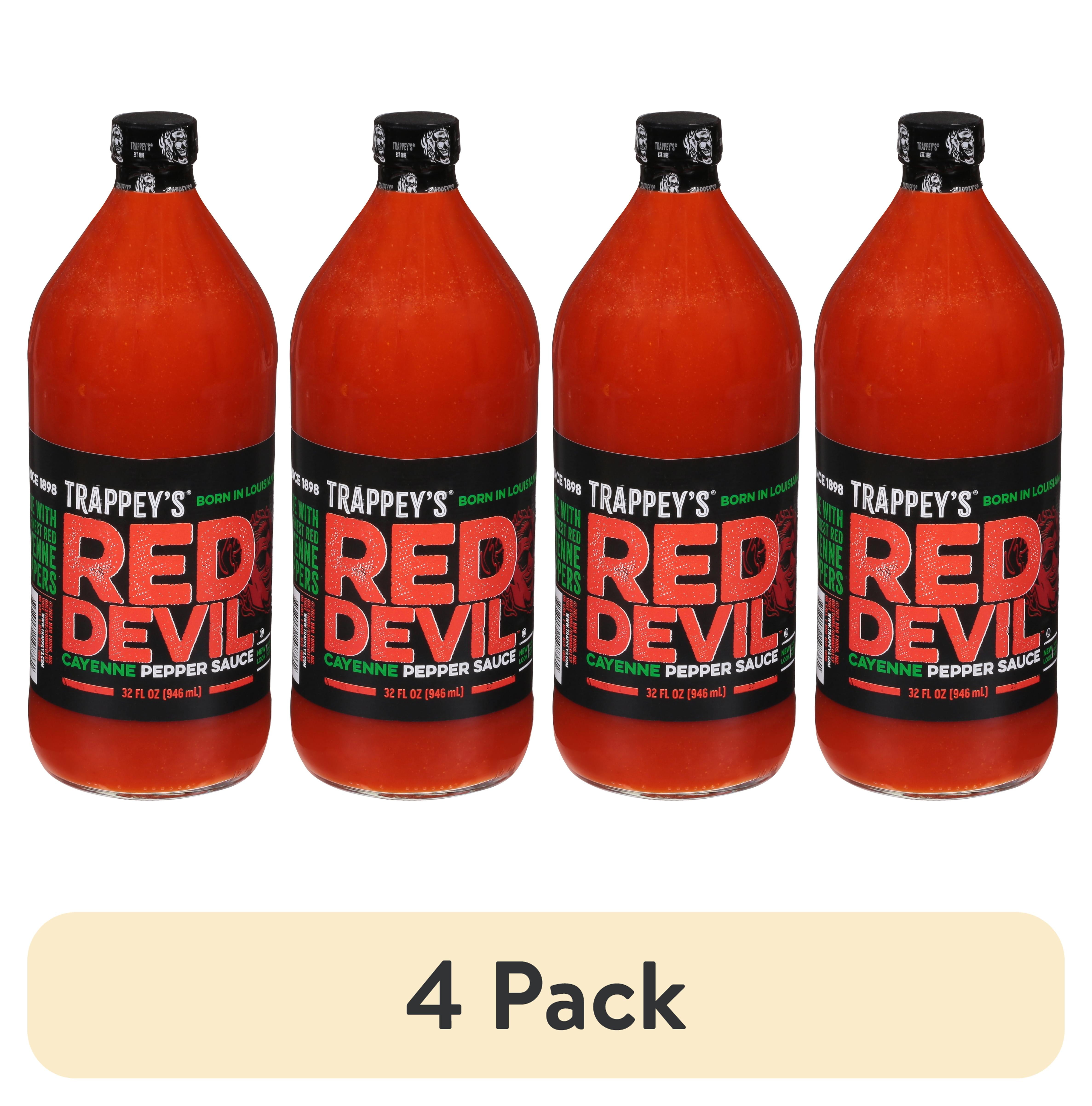 (4 pack) Trappey's Red Devil Cayenne Pepper Hot Sauce, 32 fl oz Glass ...