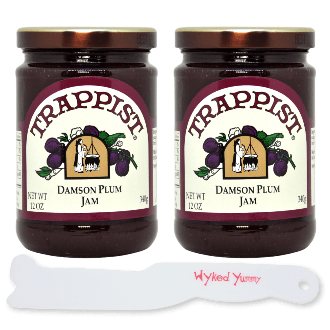 Trappist Damson Plum Jam 12oz (Pack of 2) with Wyked Yummy Jar Scraper ...