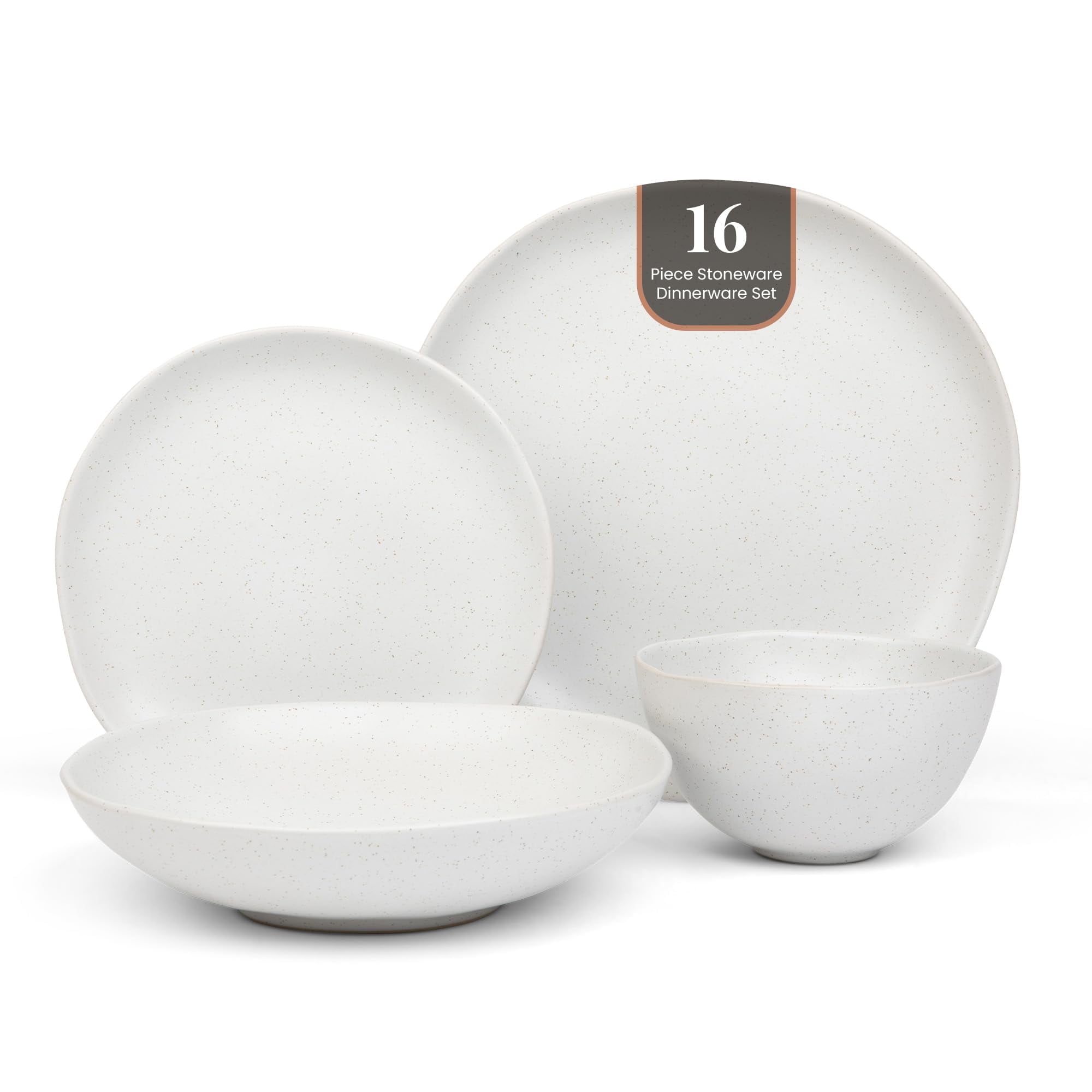 Trasa Home Set of 16 Ceramic Stoneware Dishes | Modern Dish Set in ...