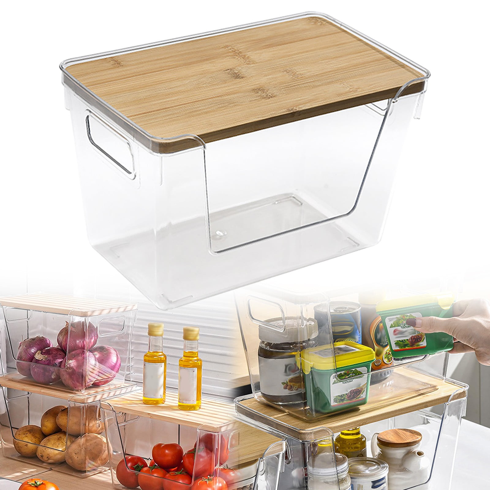 Trash Bag Dispenser Large Capacity Stackable Open Front Storage Clear ...