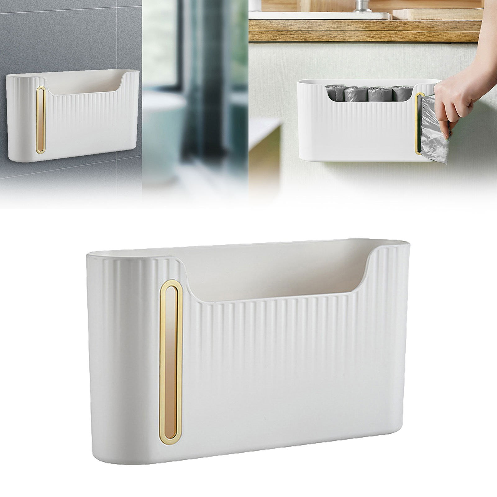 Trash Bag Dispenser Wall Mounted Garbage Bag Organizer Adhesive Plastic ...