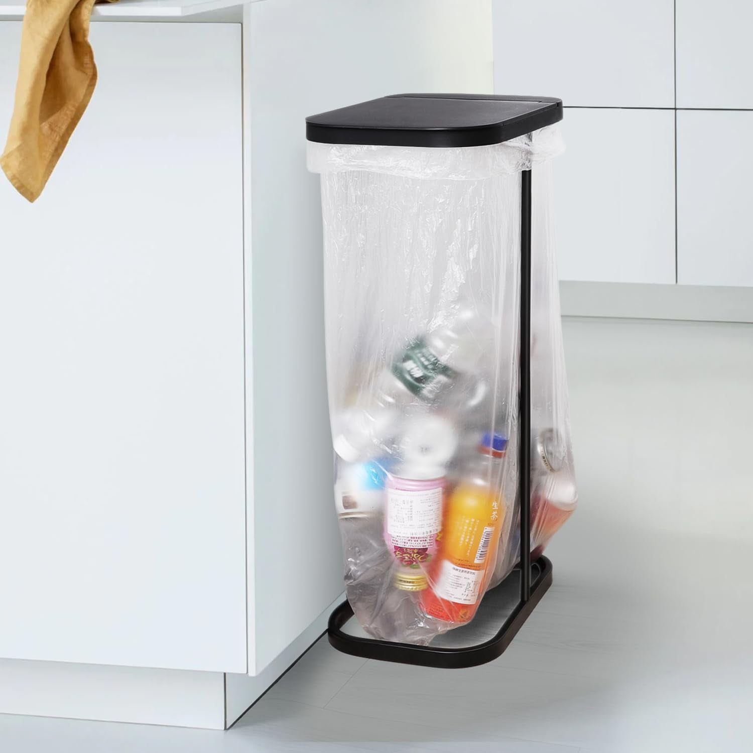 Trash Bag Holder, 13 Gallon Durable Metal Waste Bin, Portable Indoor ...