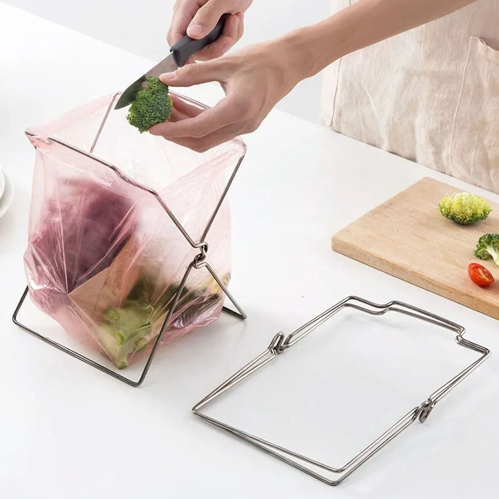Trash Bag Holder Garbage Storage Rack Foldable Portable Desktop Trash ...