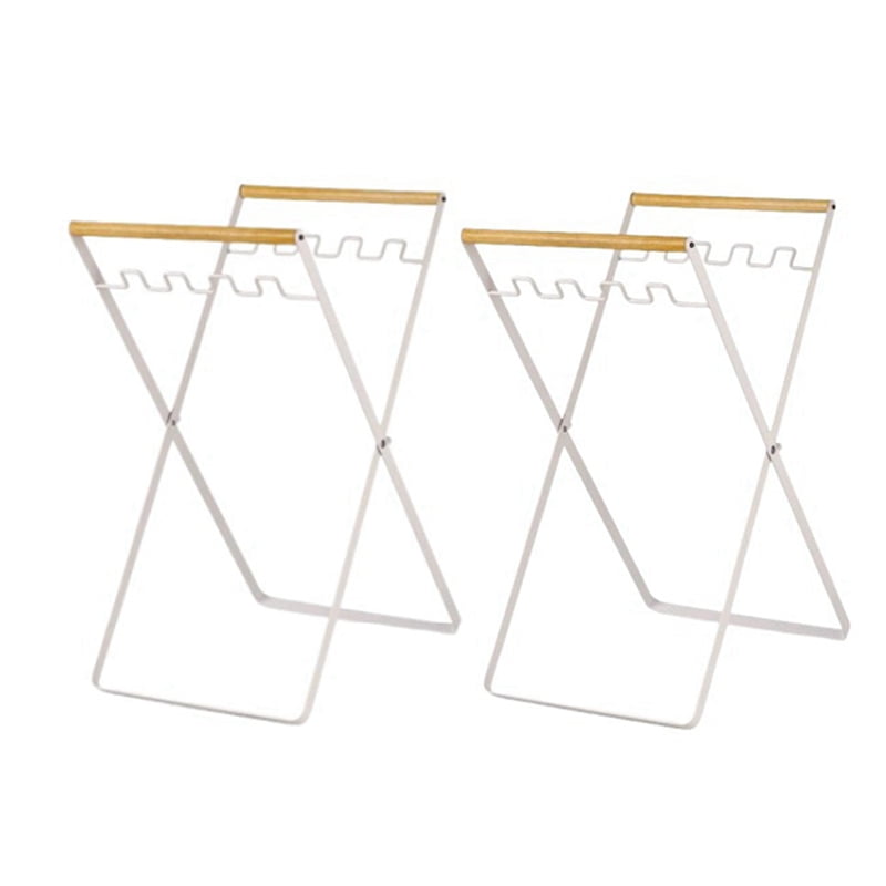 Trash Bag Holder with Wood Handle Portable Kitchen Garbage Sorting Rack ...