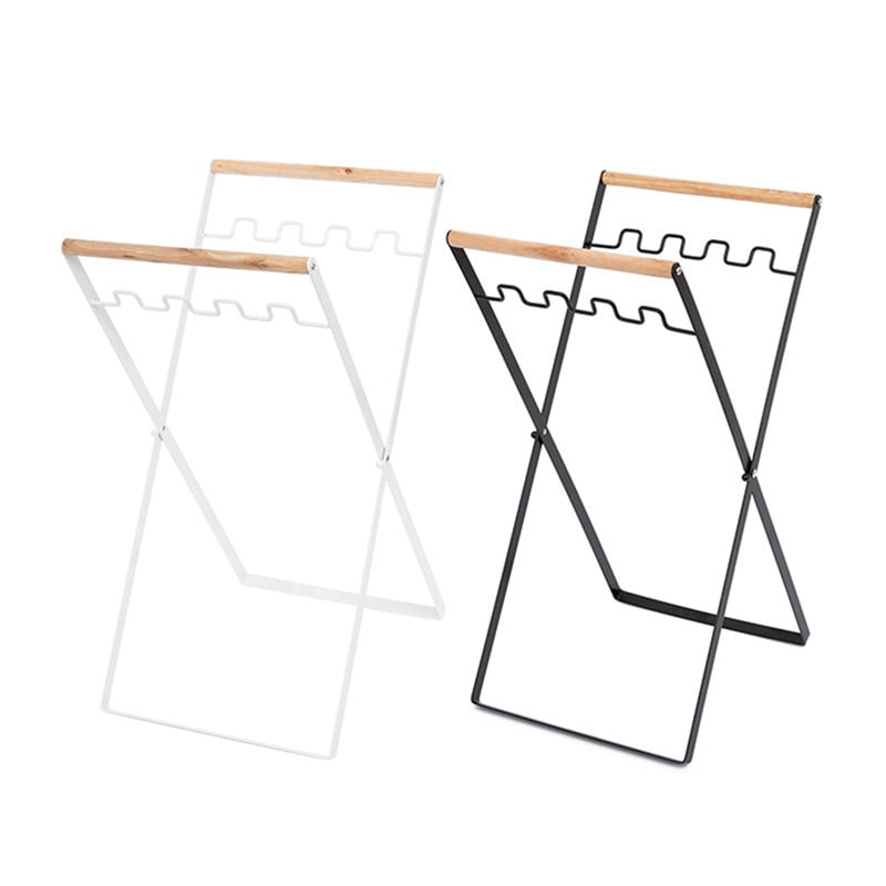 Trash Bag Holder with Wood Handle Portable Kitchen Garbage Sorting Rack ...