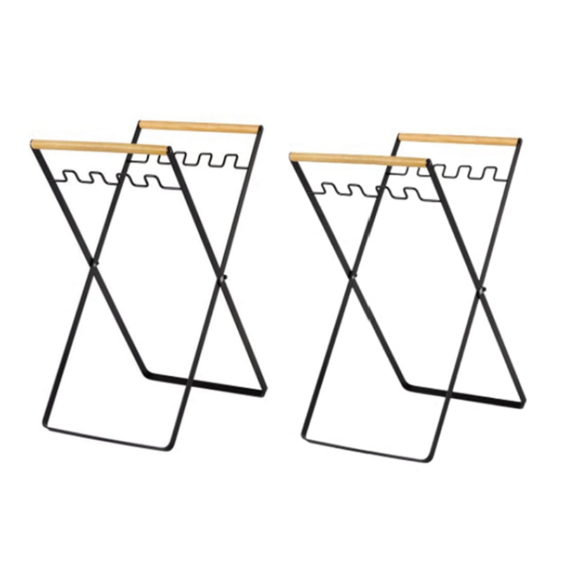 Trash Bag Holder with Wood Handle Portable Kitchen Garbage Sorting Rack ...