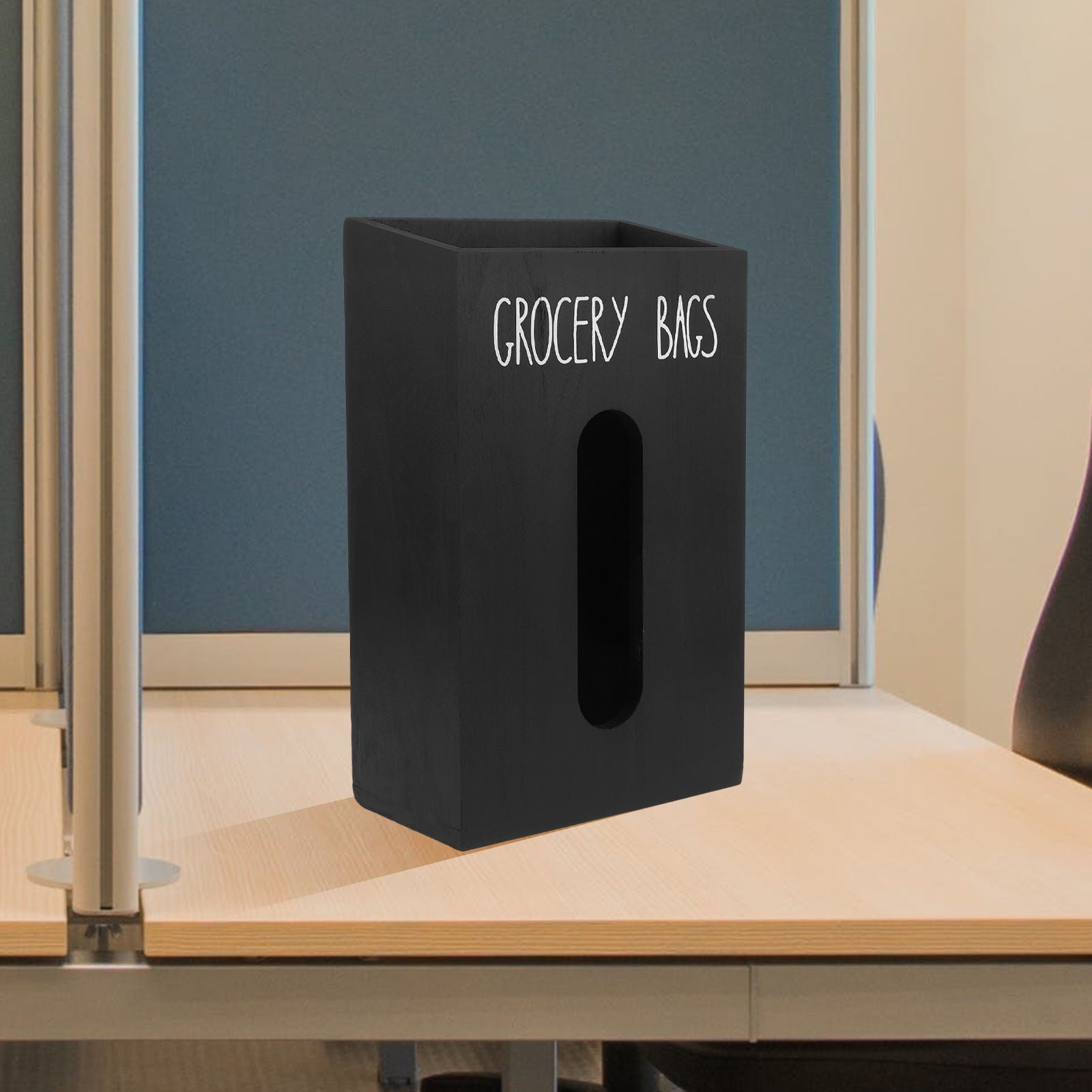 Trash Bag Storage Box Wooden Grocery Bag Organizer Rustic Style Garbage ...